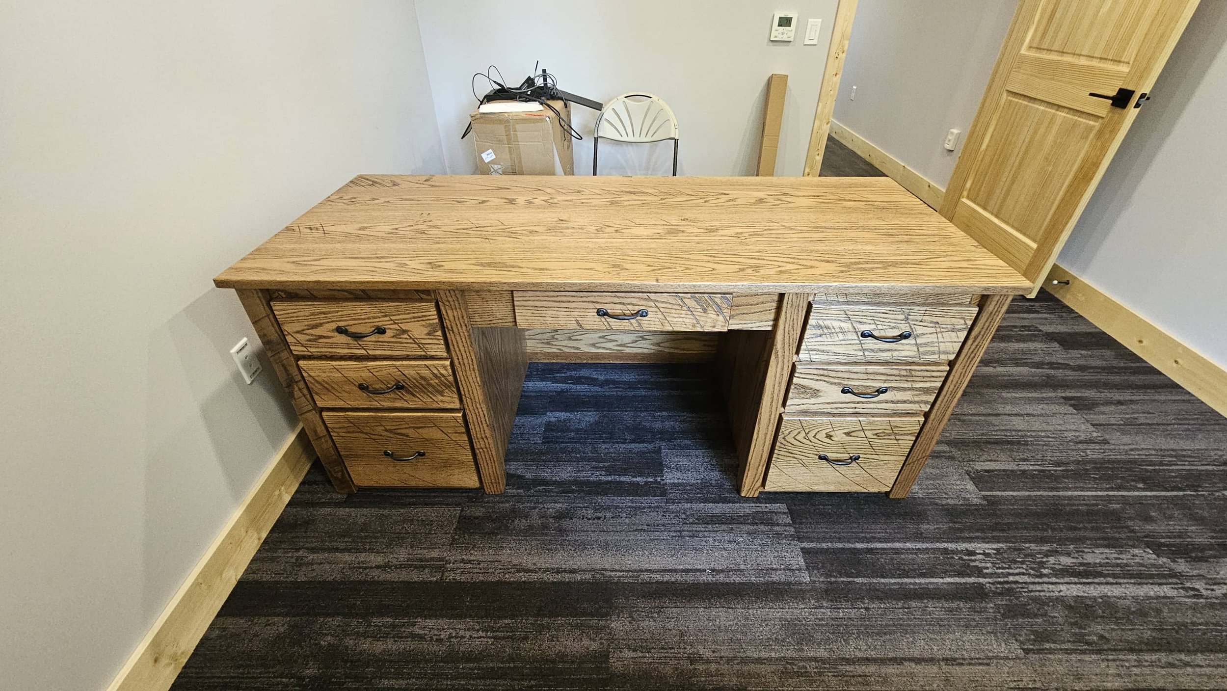 Rough Cut Oak Double Pedestal Desk — EZ Mountain Rustic Furniture