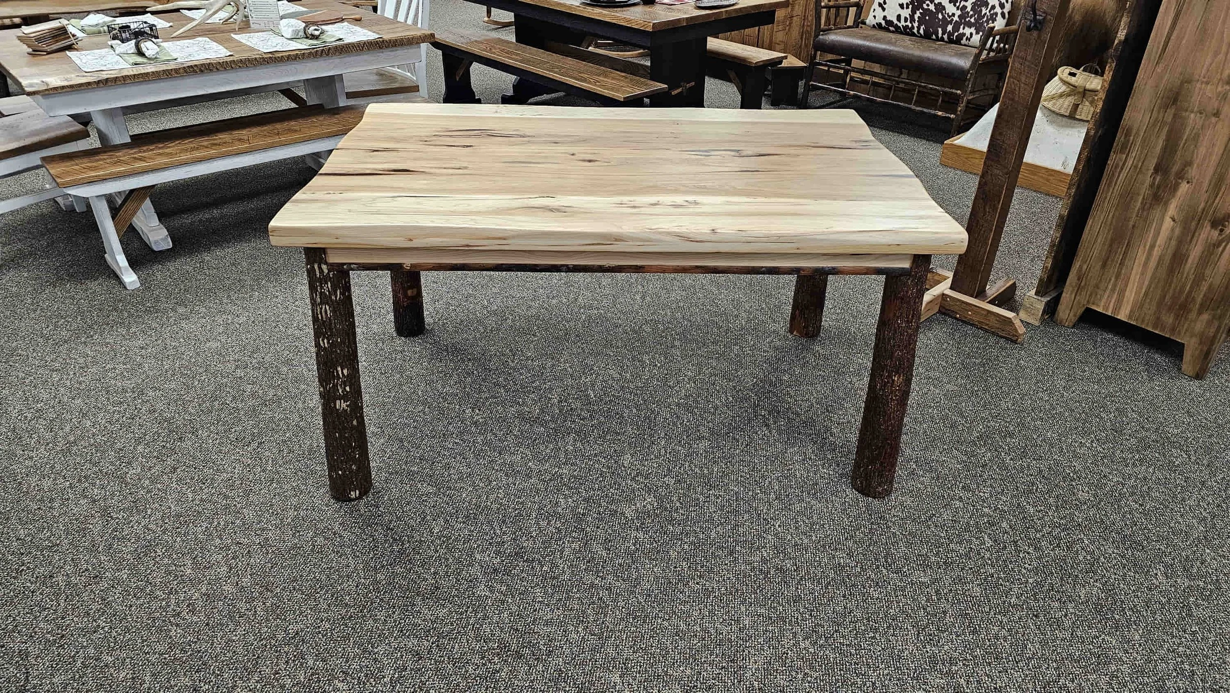 Rustic Hickory Log Dining Table — EZ Mountain Rustic Furniture