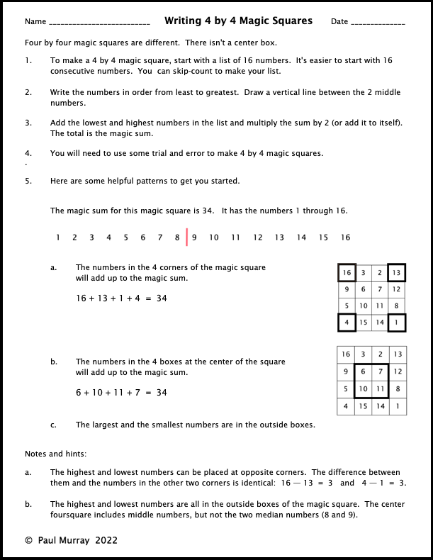 Writing Magic Squares — Math Things