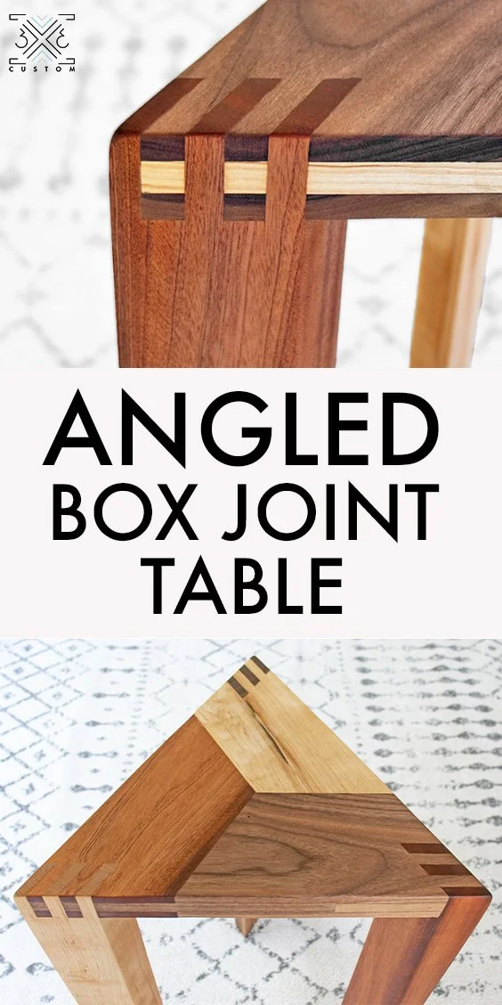 Side Table with Angled Box Joints — 3x3 Custom