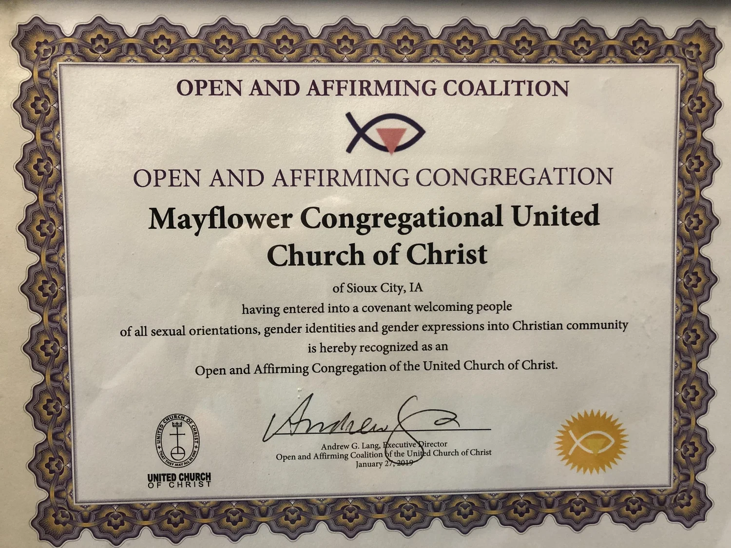 Open and Affirming — Mayflower Congregational