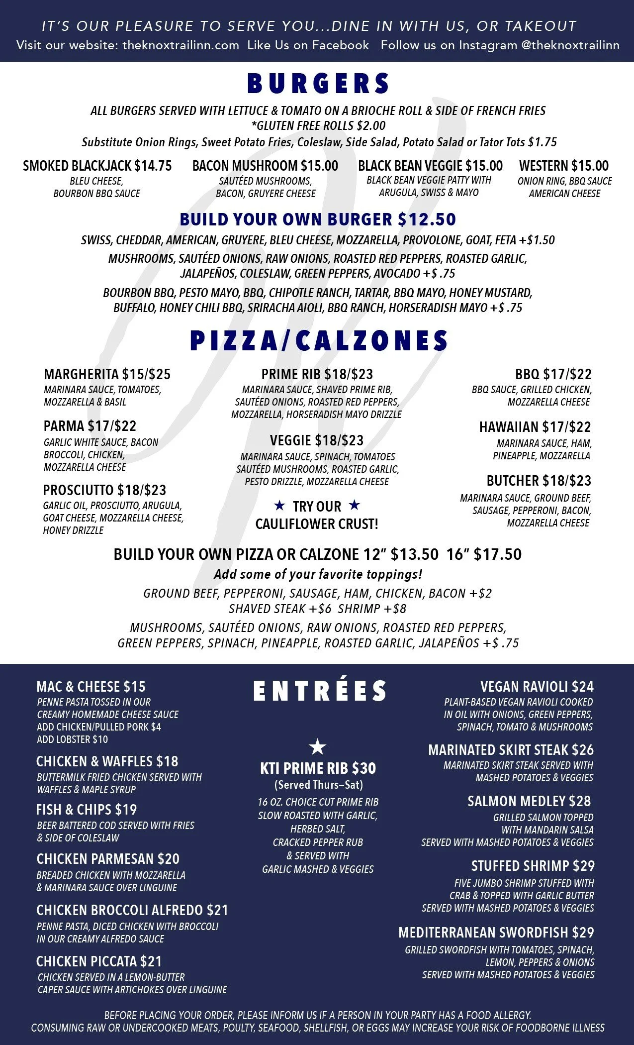 Menu — — Knox Trail Inn