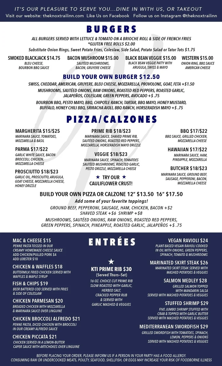 Menu — — Knox Trail Inn