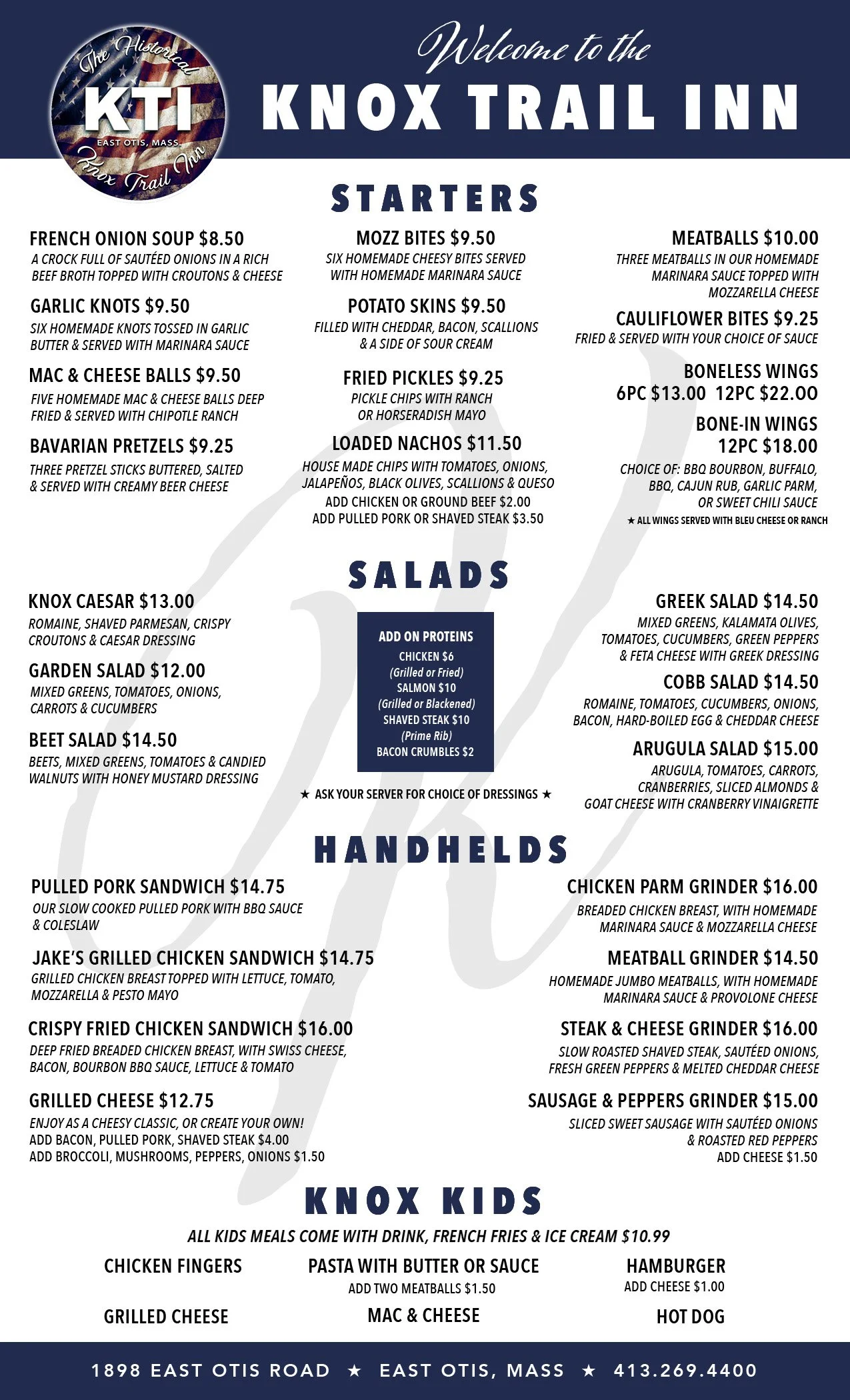 Menu — — Knox Trail Inn