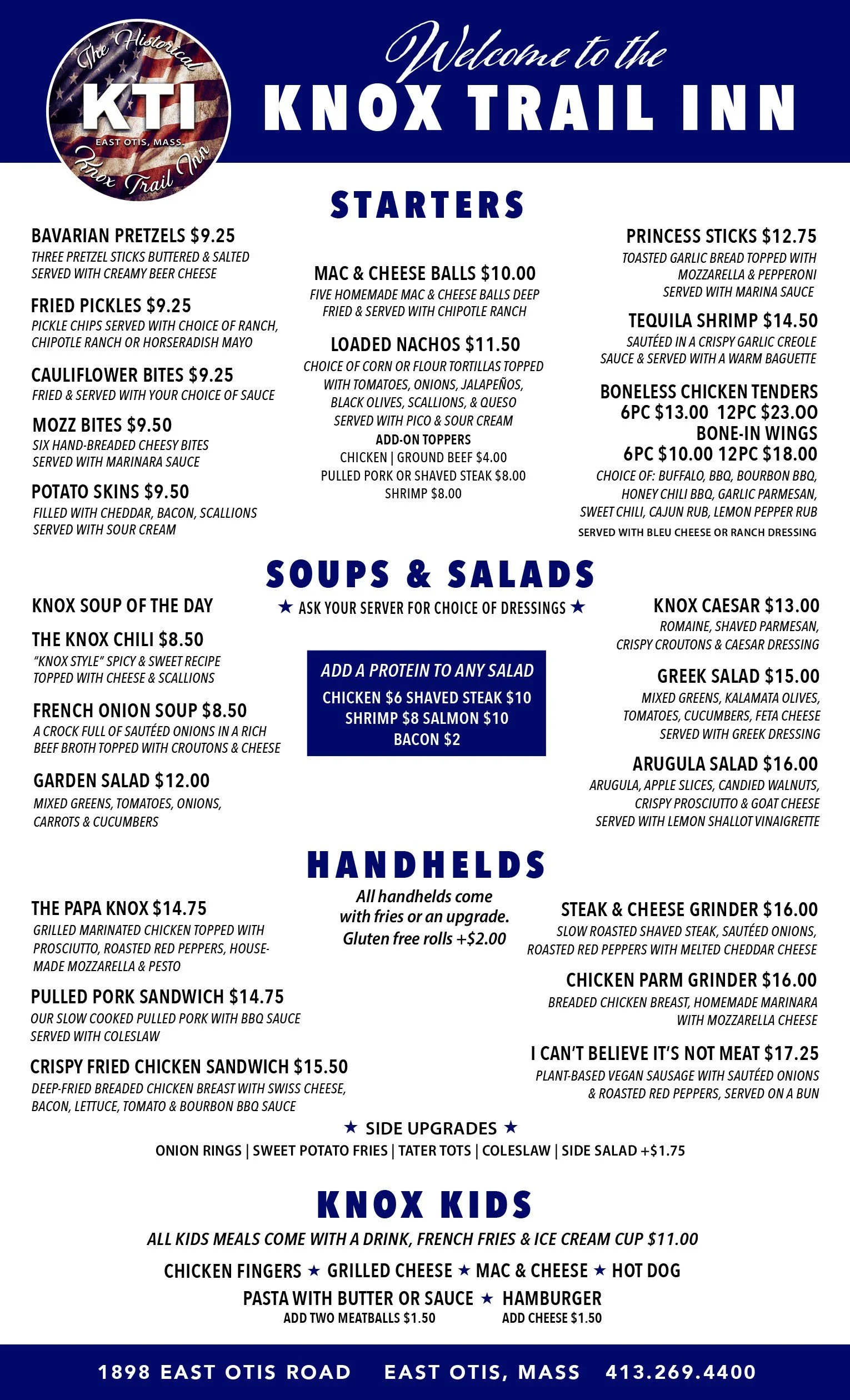 Menu — — Knox Trail Inn