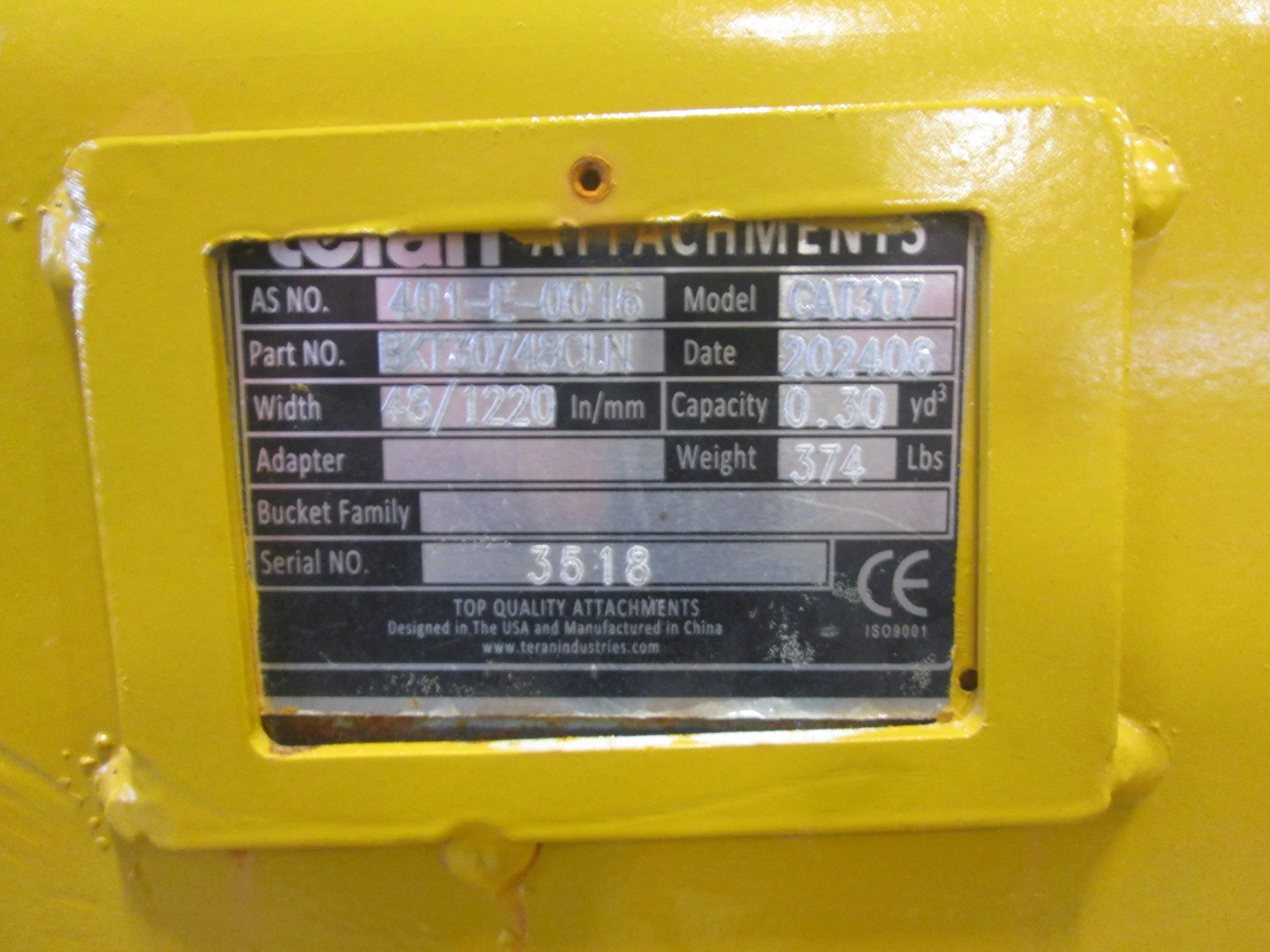 #3518 - New 48" Teran Ditching Bucket CAT 307, CAT 308, Komatsu PC 60 ...