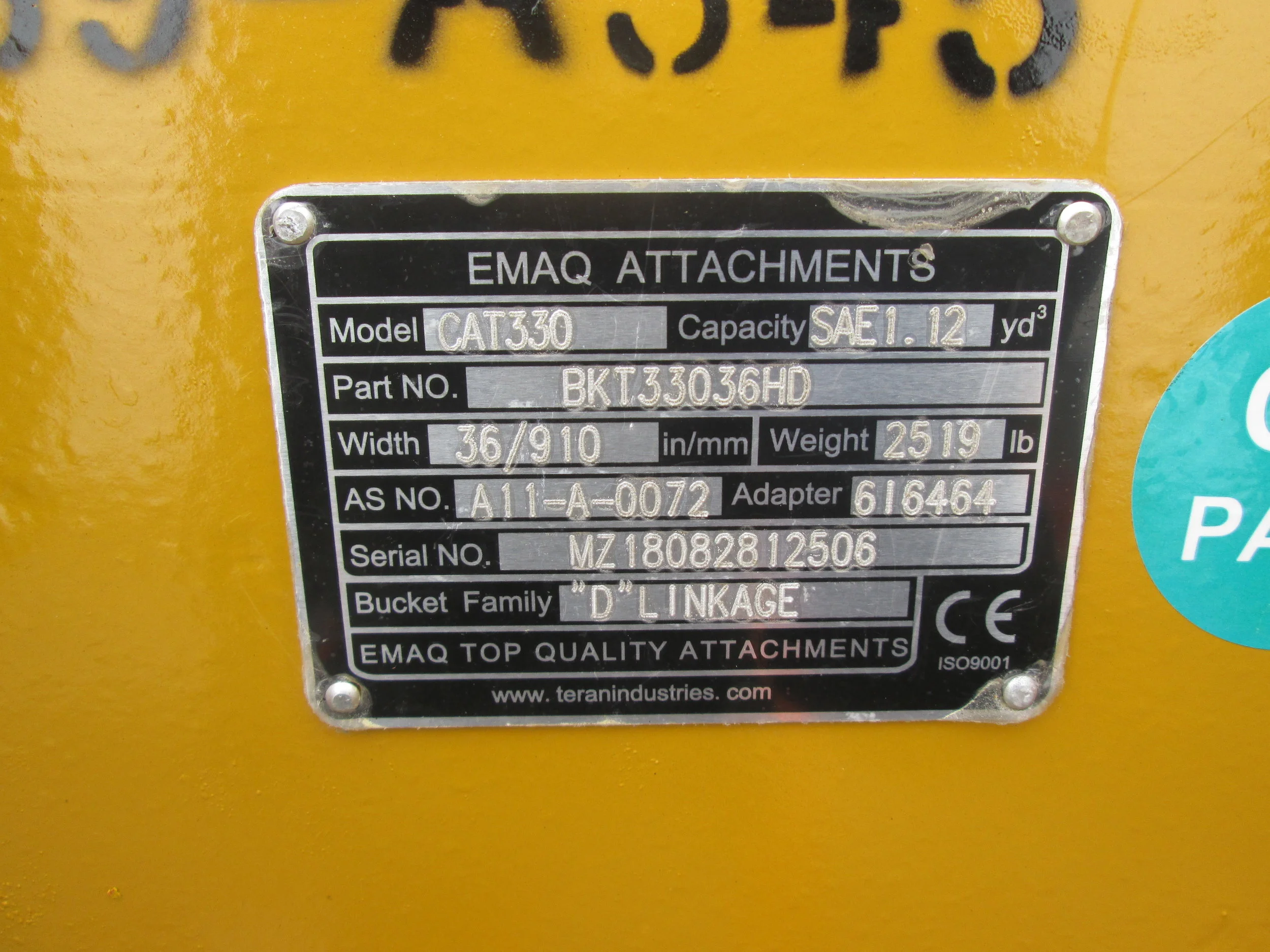 #2506- New 36" EMAQ/HD Tooth Bucket CAT330 - REGULAR PRICE $3675. CASH ...