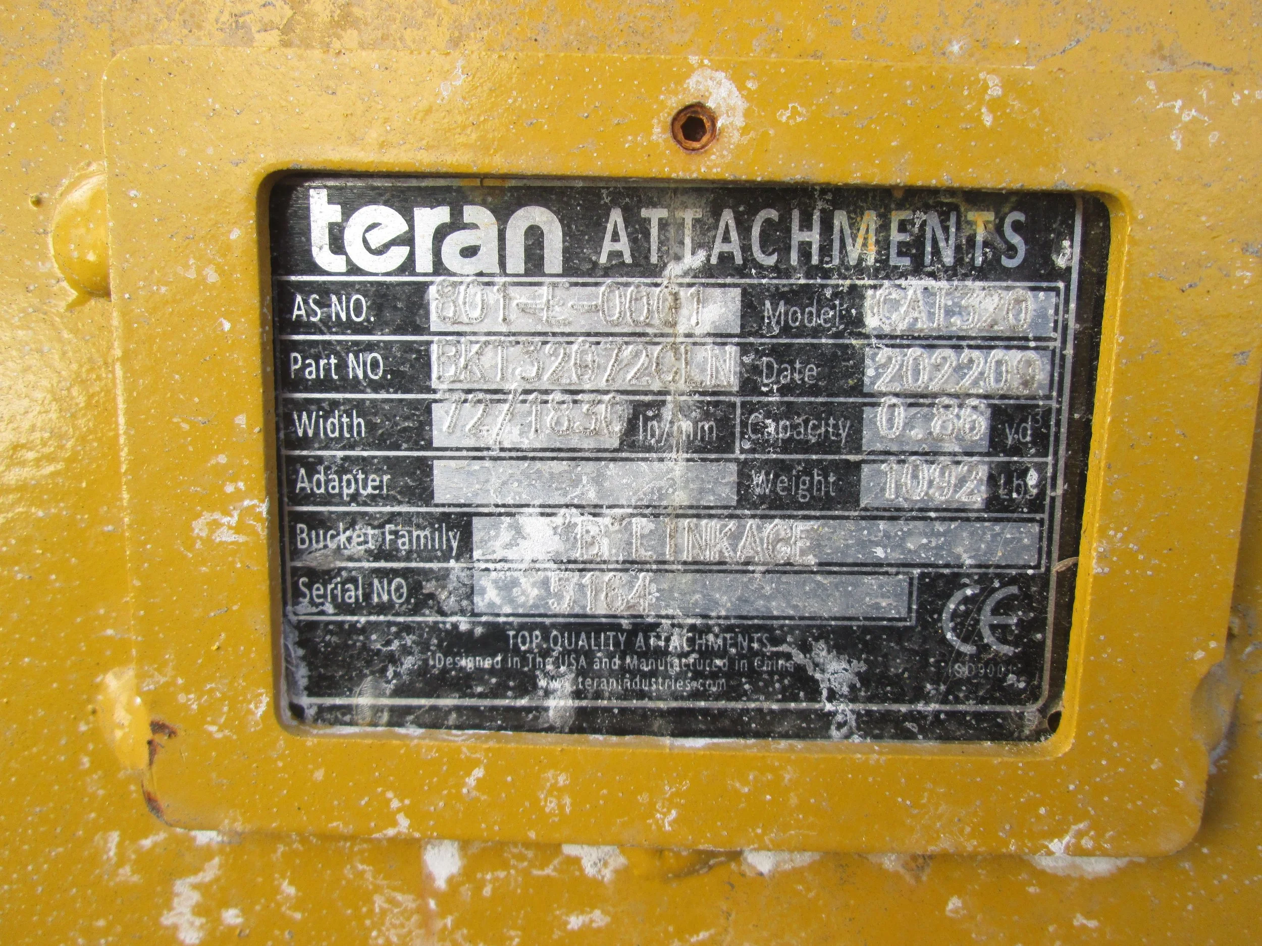 #5164 - 72" NEW Teran Ditching Bucket CAT 320-323 Hitachi John John ...