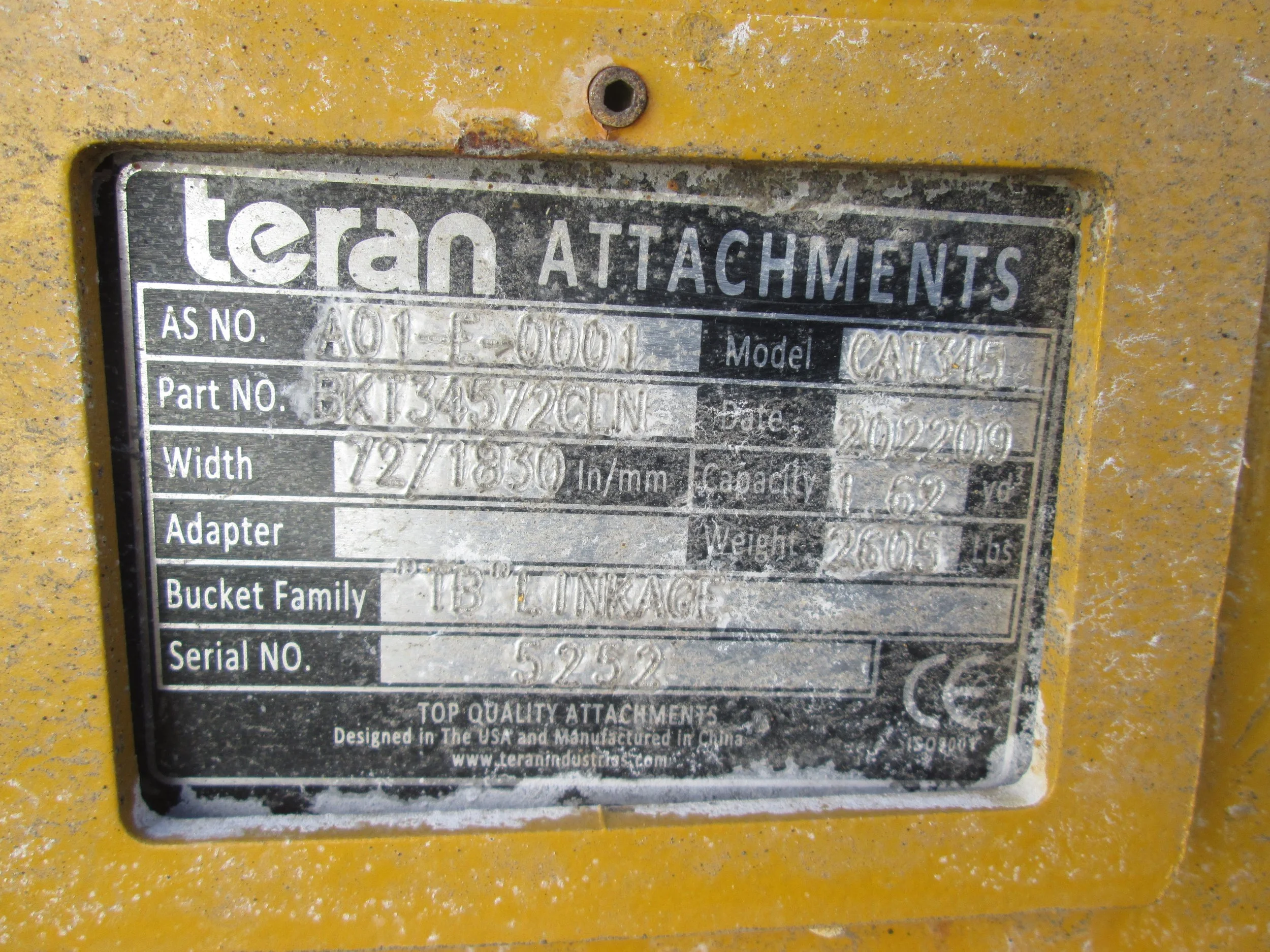 #5252 - New 72” Teran Ditching Bucket CAT 345CL - REGULAR PRICE $8,398. ...