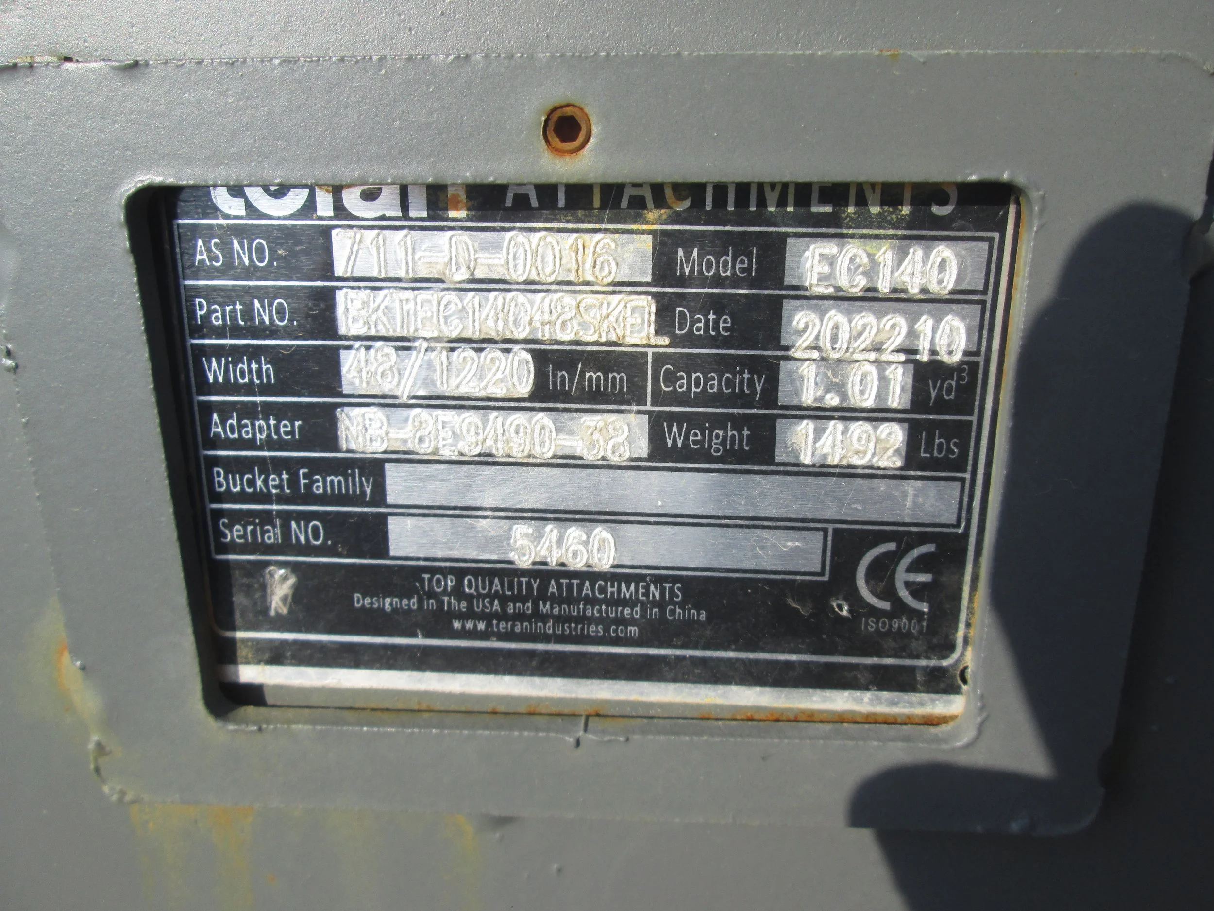 #5460- 48" NEW TERAN SKELETON TOOTH BUCKET VOLVO EC140 - REGULAR PRICE ...