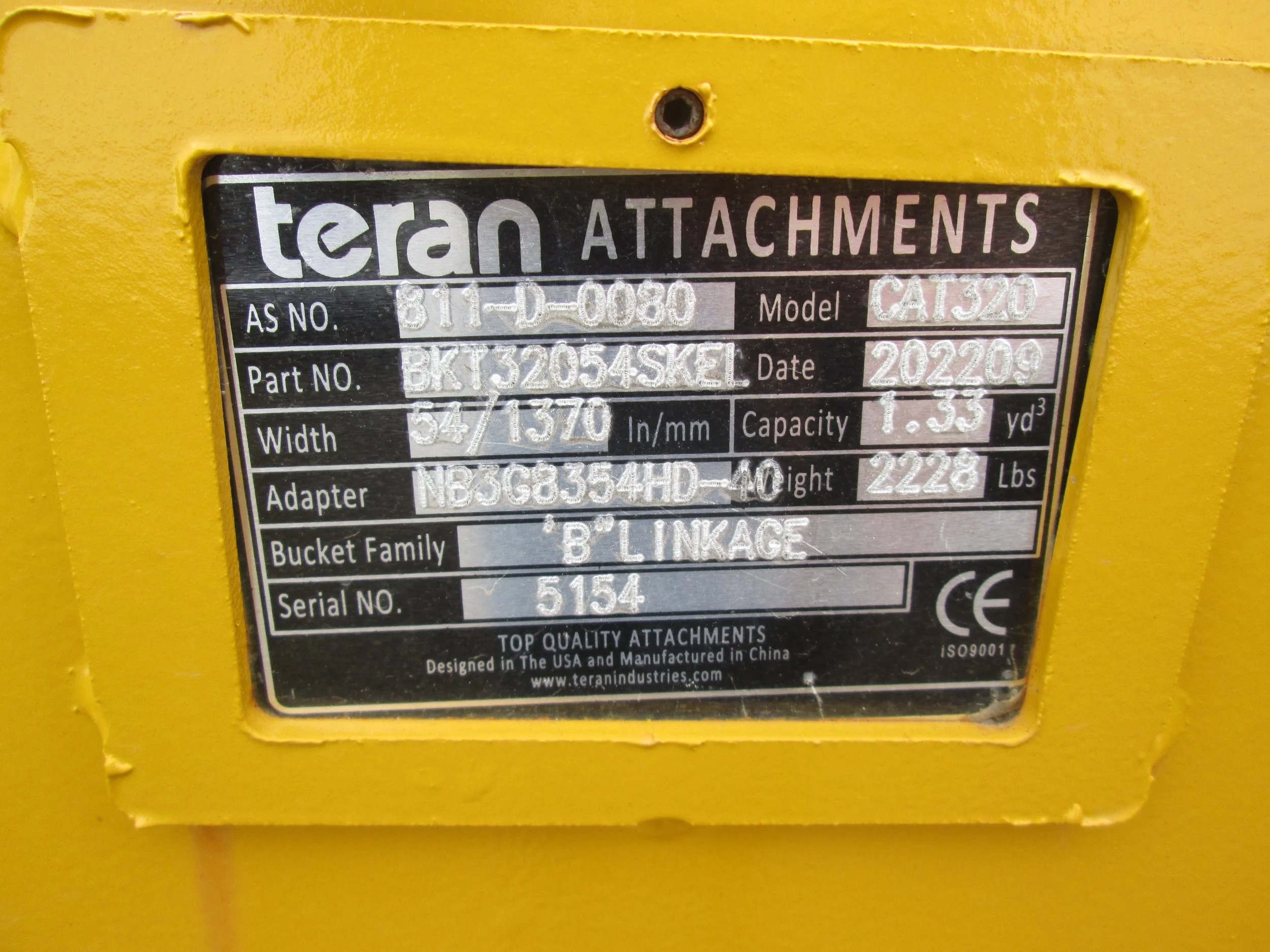 #5154 - 54" NEW TERAN SKELETON HD TOOTH BUCKET CAT 320-323, Hitachi ...
