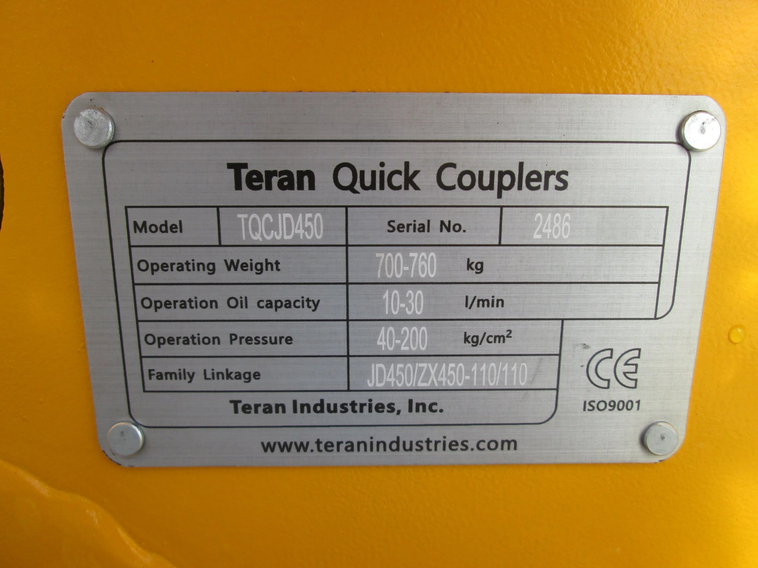 #2486 NEW TERAN HYDRAULIC QUICK COUPLER Hitachi EX450, John Deere JD450 ...