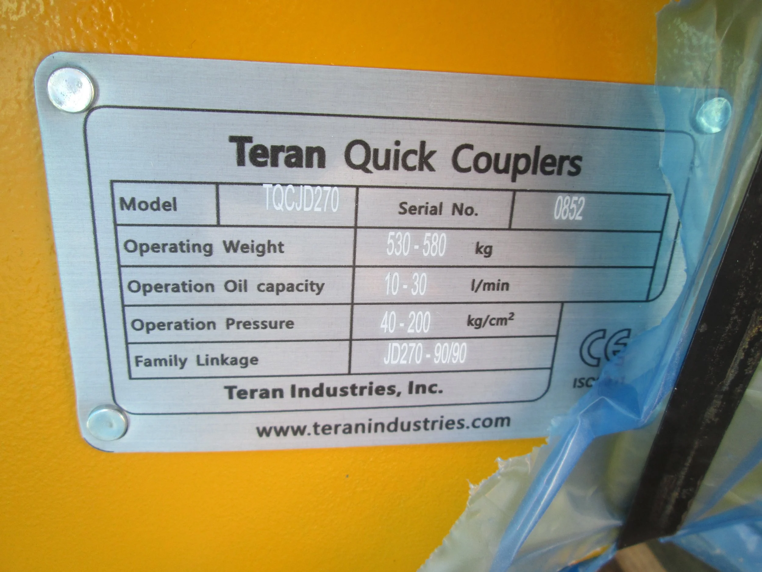 #0852 NEW TERAN HYDRAULIC QUICK COUPLER Hitachi EX270, John Deere 270 ...