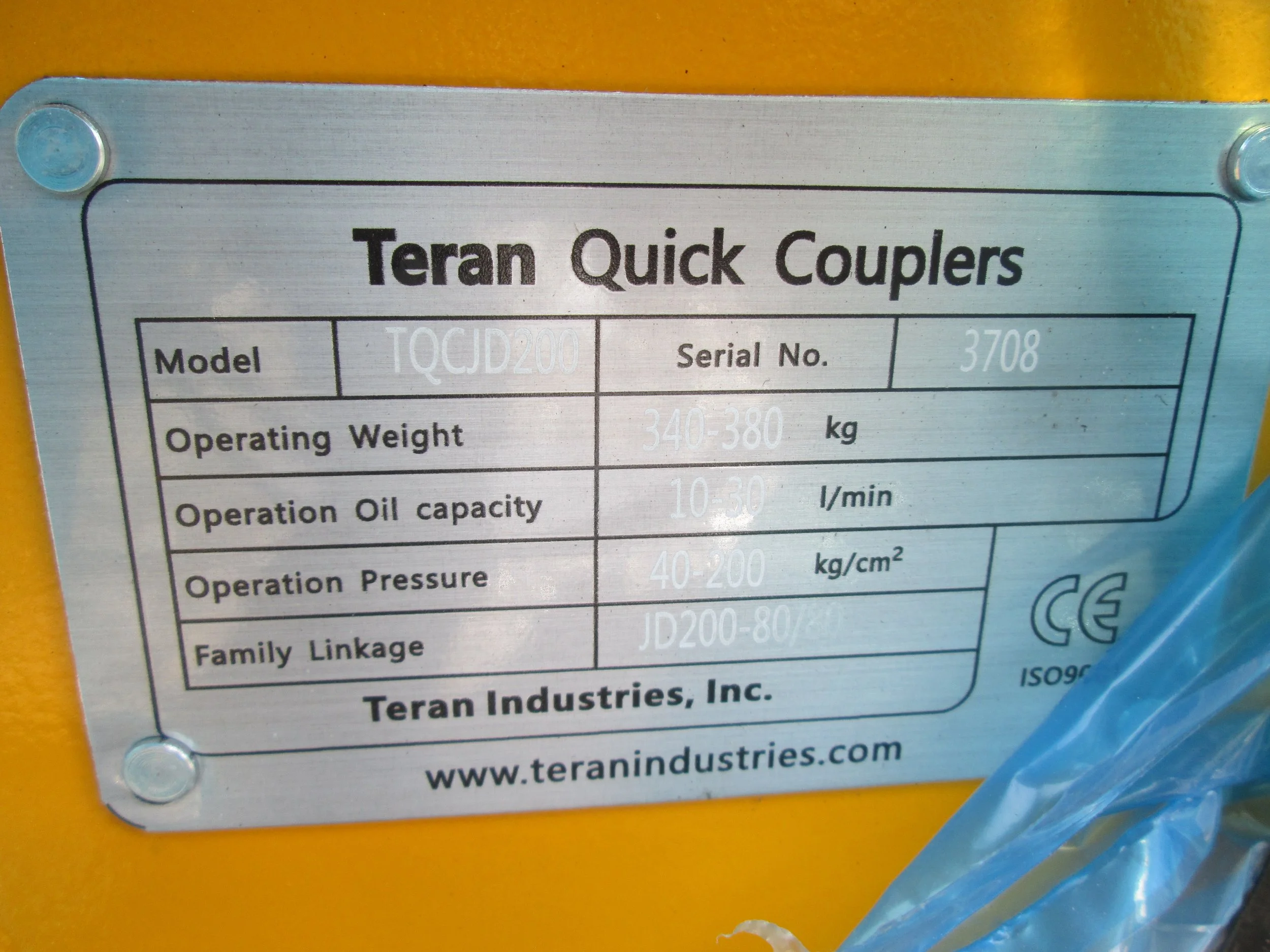 #3708 NEW TERAN HYDRAULIC QUICK COUPLER John Deere 200, Hitachi 200 ...