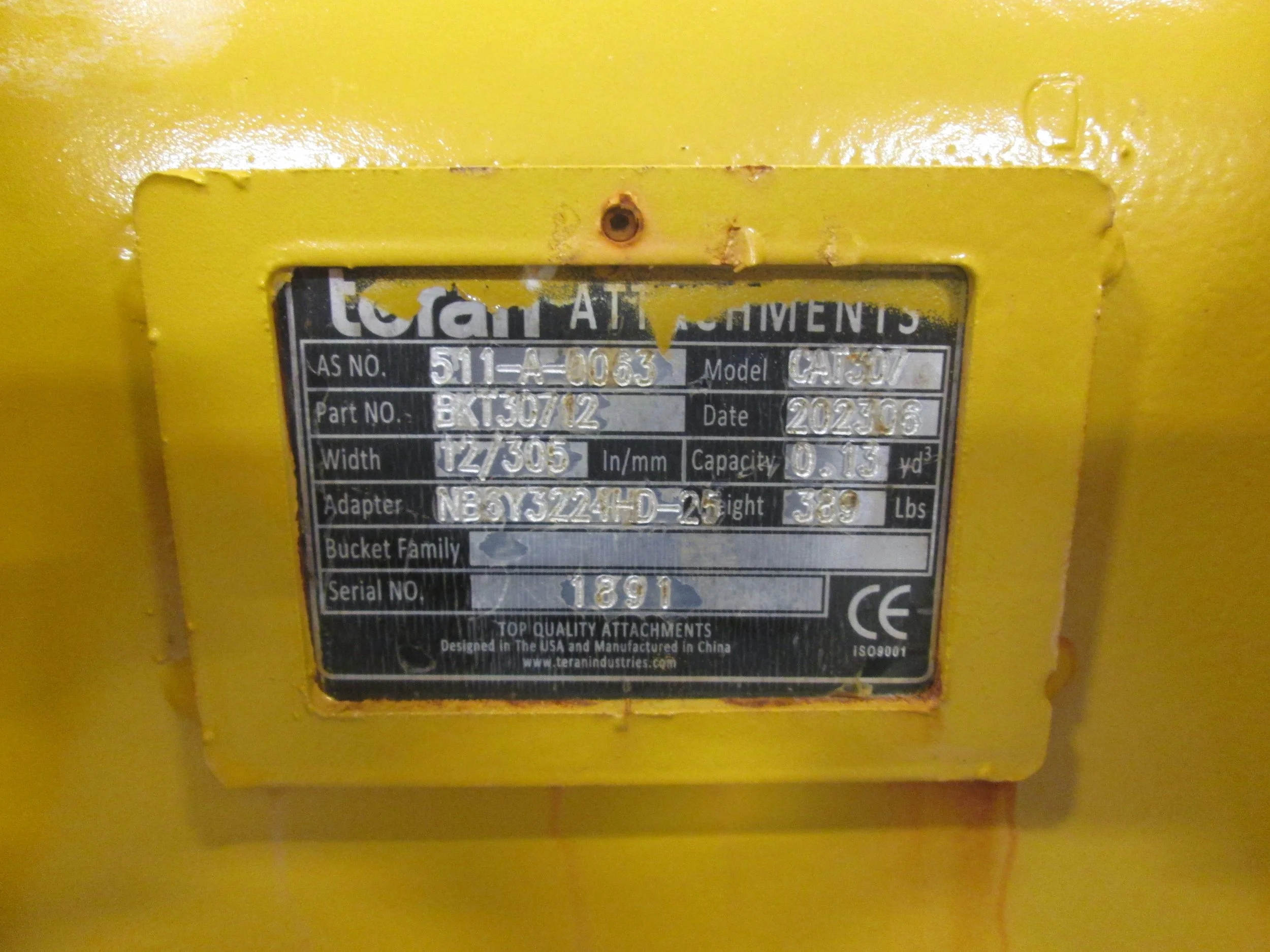 #1891 - NEW 12" TERAN TOOTH BUCKET CAT 307, CAT 308, JD 75, KOMATSU PC ...
