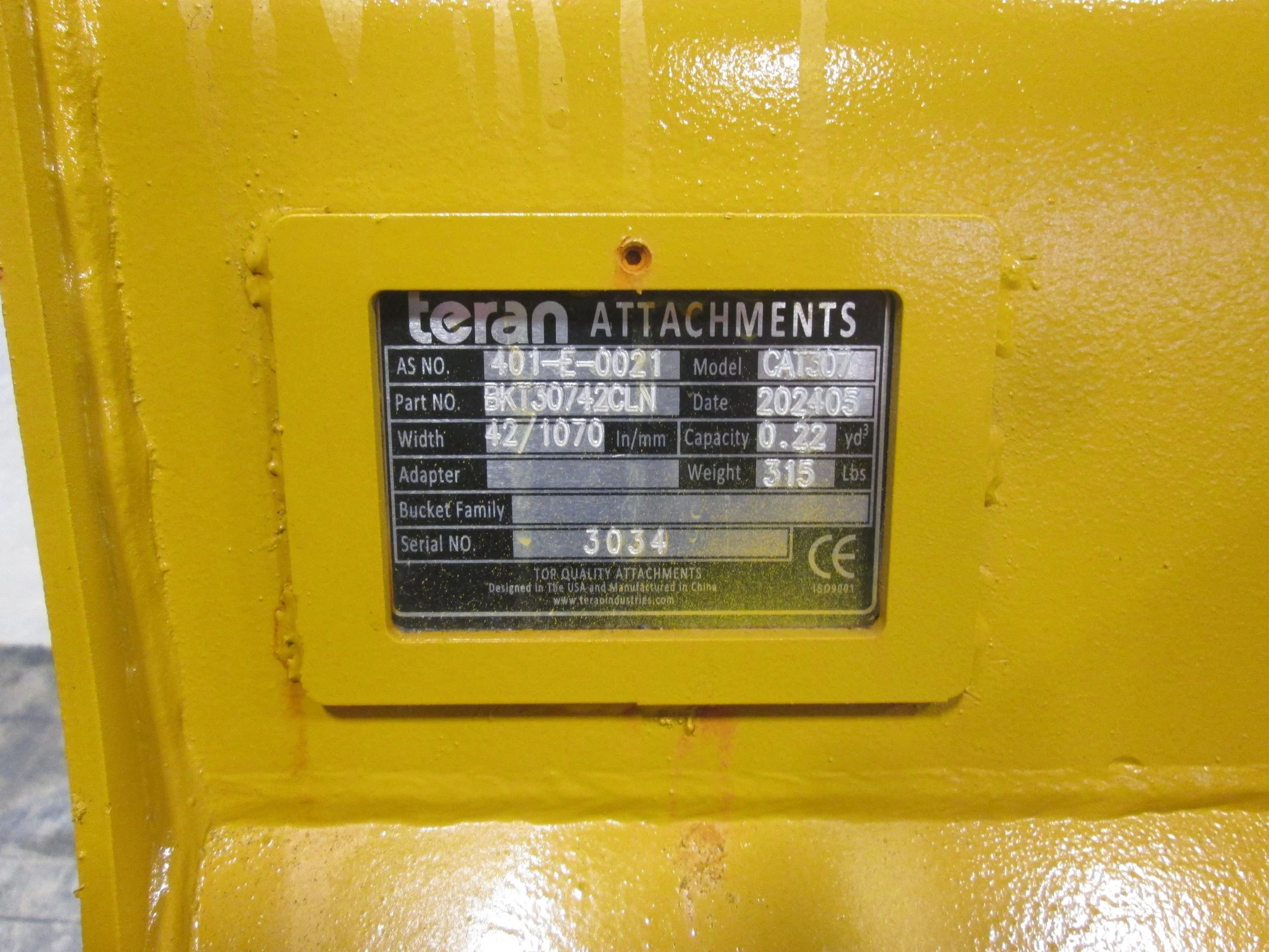 #3034 - 42" New Teran Ditching Bucket CAT 307, CAT 308, Komatsu PC 60 ...