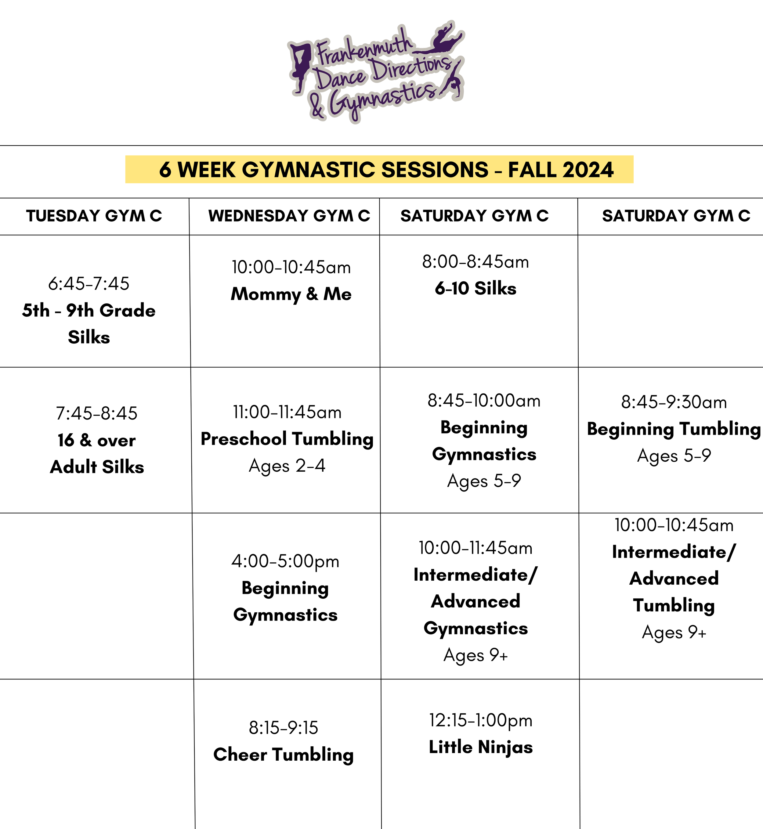 Class Schedule — Dance Directions