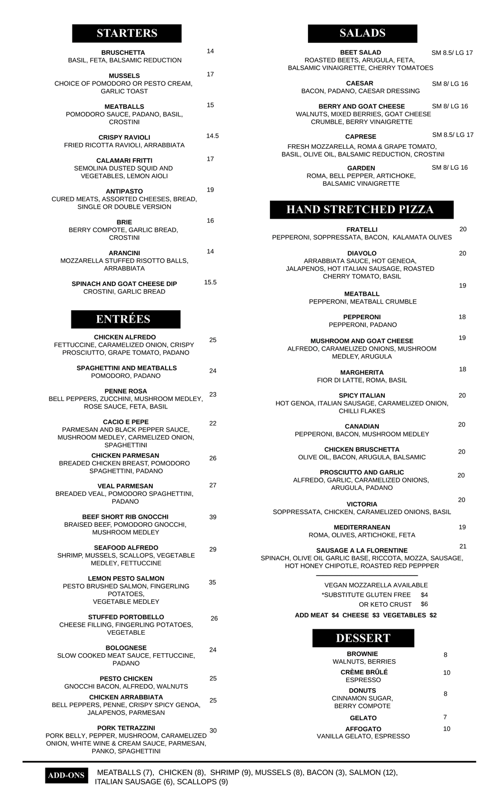 Menu — Rustico Kitchen and Bar