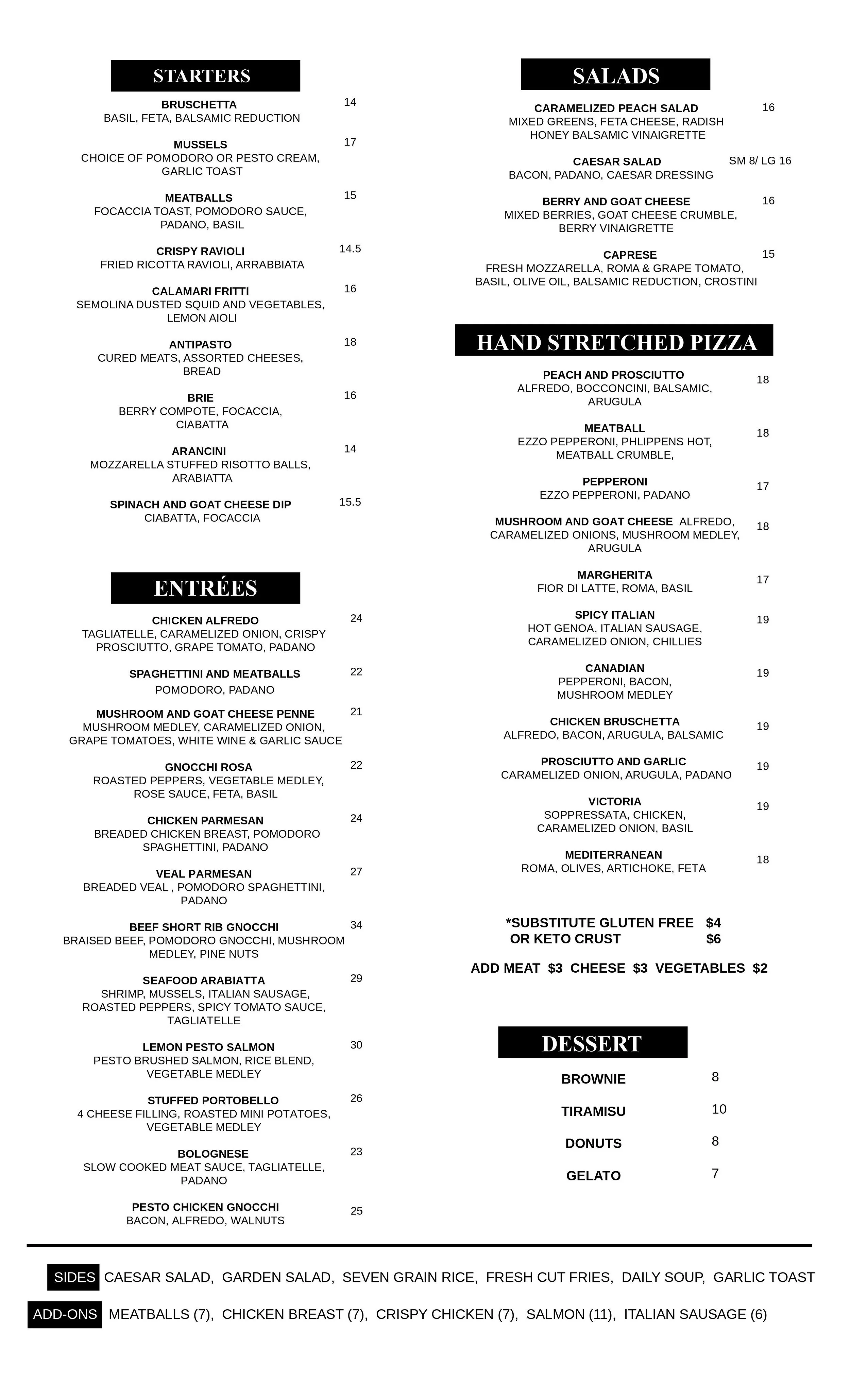 Menu — Rustico Kitchen and Bar