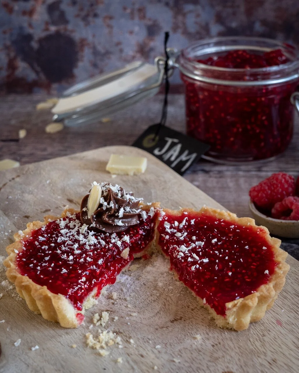 🥄 Raspberry Jam Tartlets with Almond Pastry and Chocolate Cream — A ...