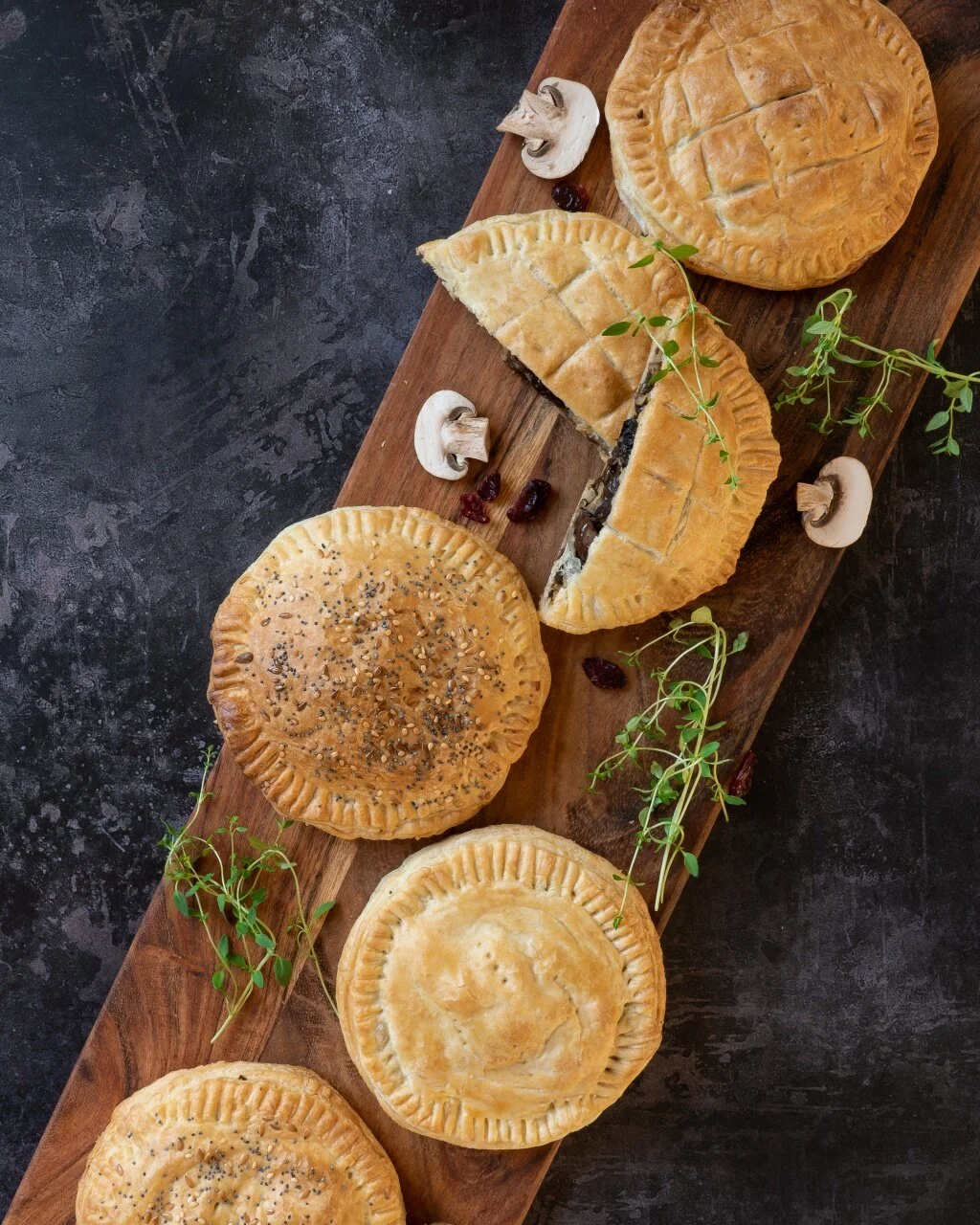 🥧 Wild Mushroom, Cranberry & Chestnut Pies — A Vegan Visit