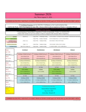 Summer 2026 Schedule — WRSSSC