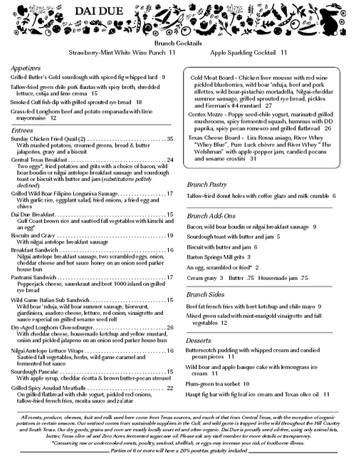 Sample Menus — DAI DUE