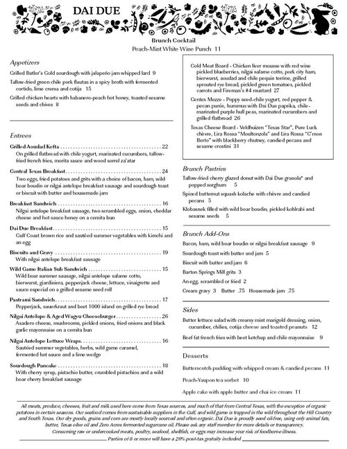 Sample Menus — DAI DUE