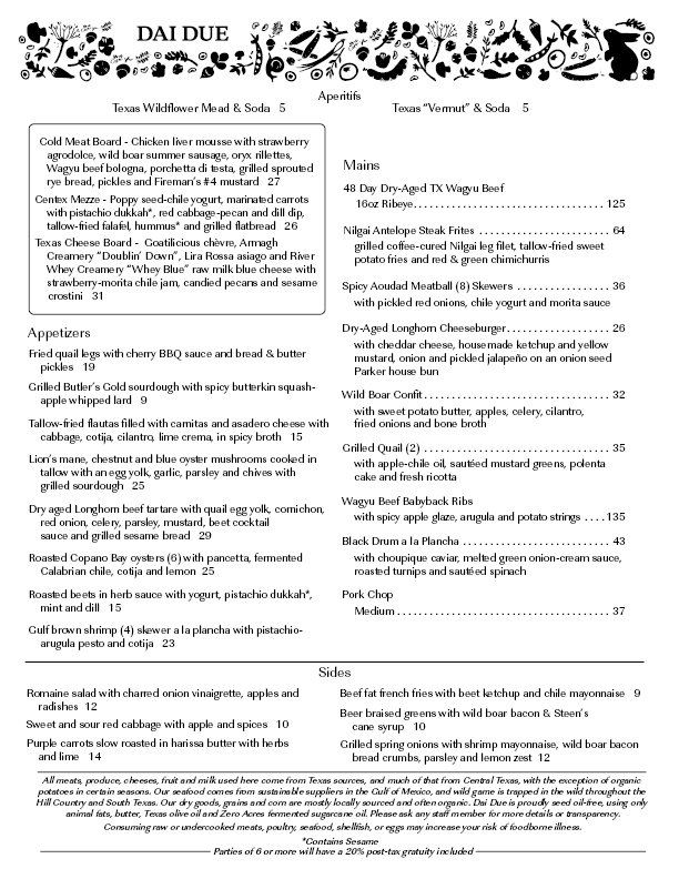 Sample Menus — DAI DUE