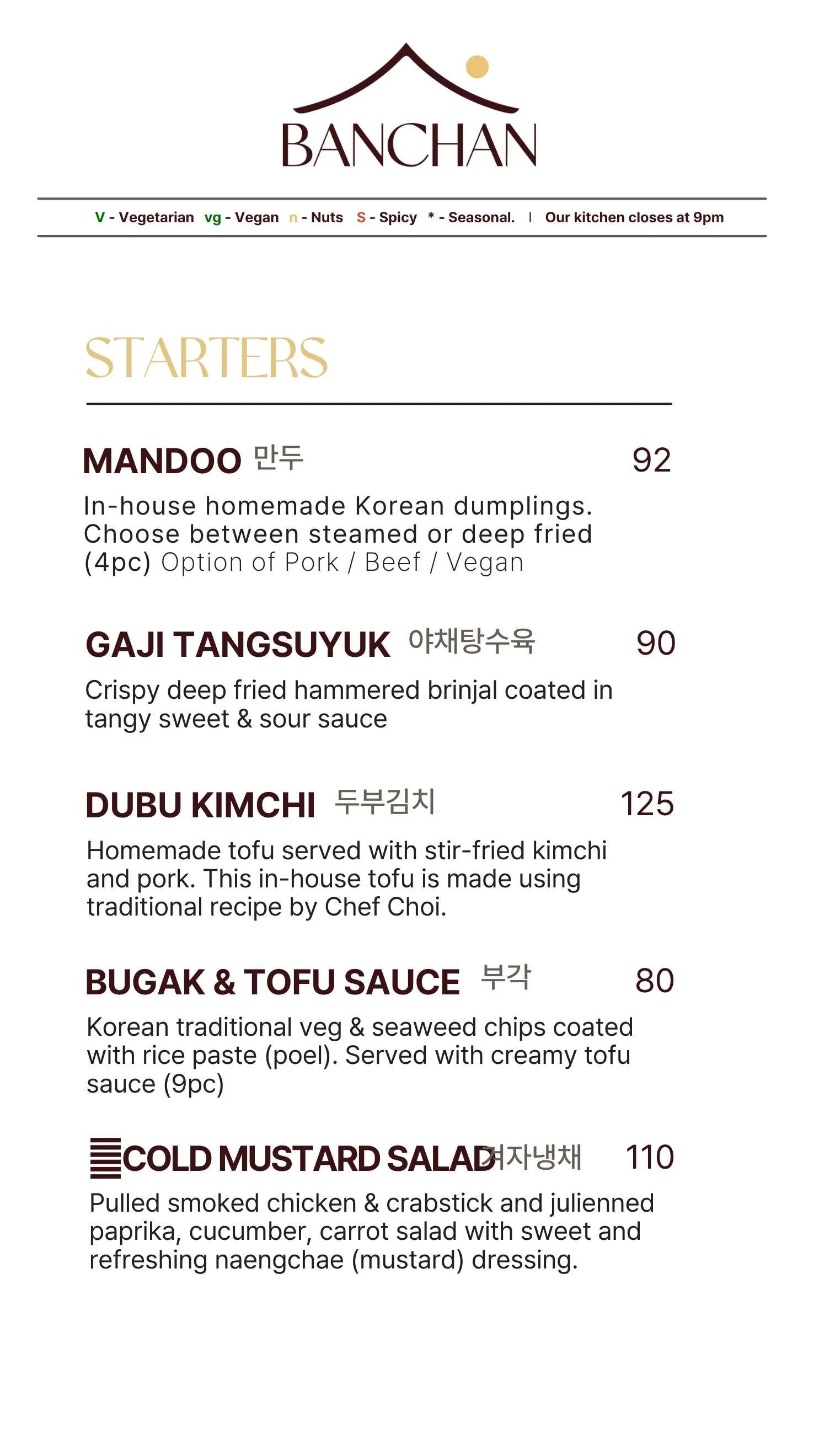 Menu — Banchan Korean Eatery