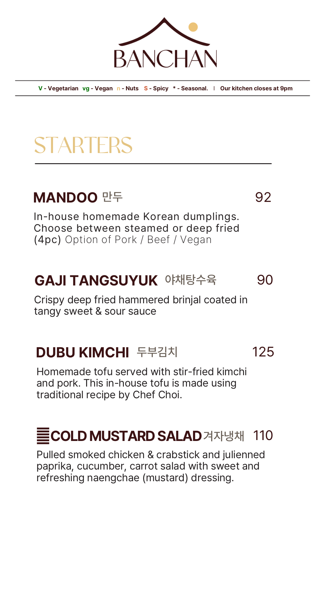 Menu — Banchan Korean Eatery