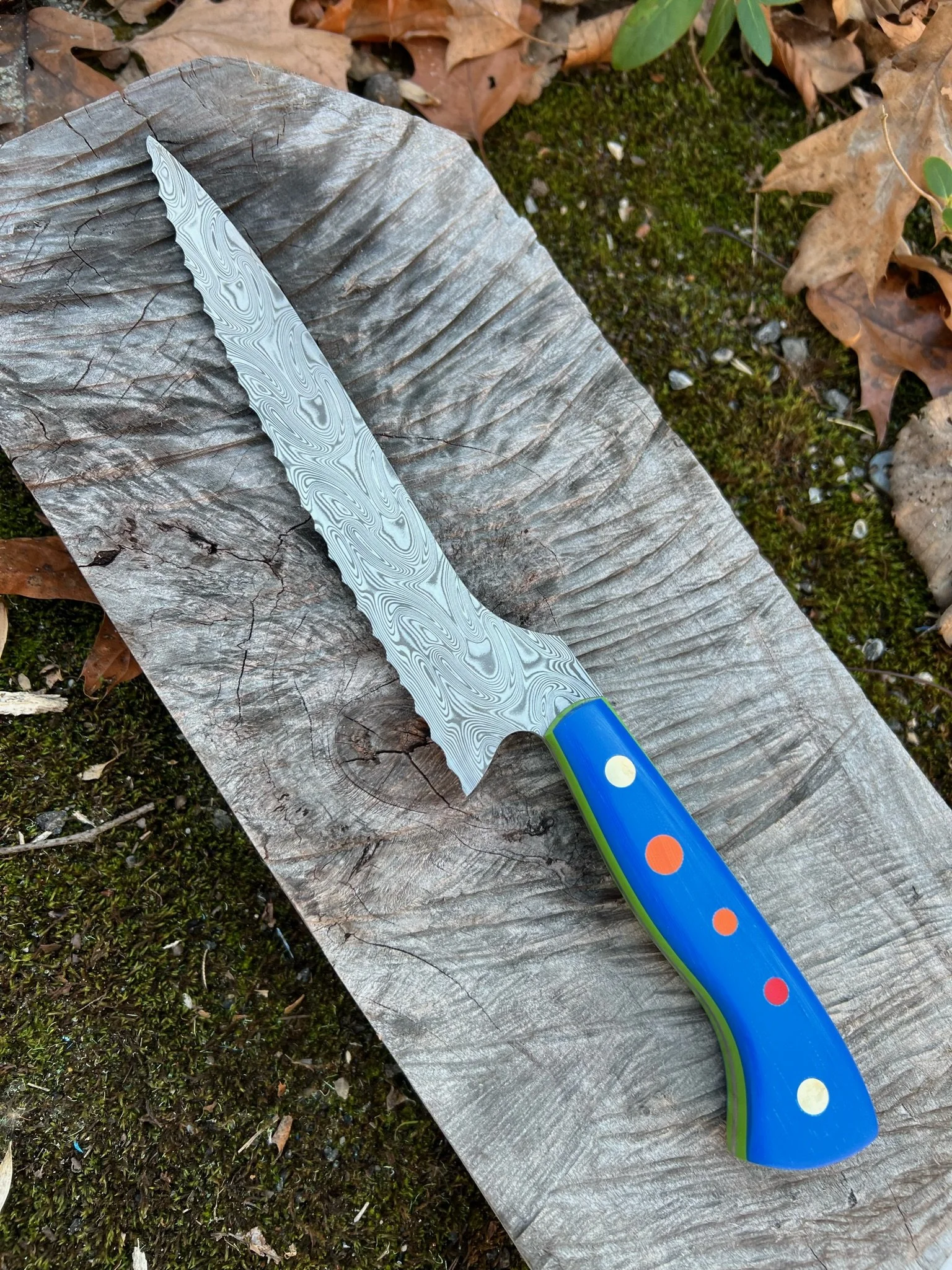 8" Offset Serrated / g10/ Damasteel — Feder knives