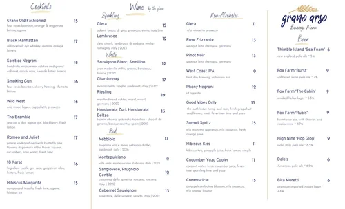 MENU — Grano Arso