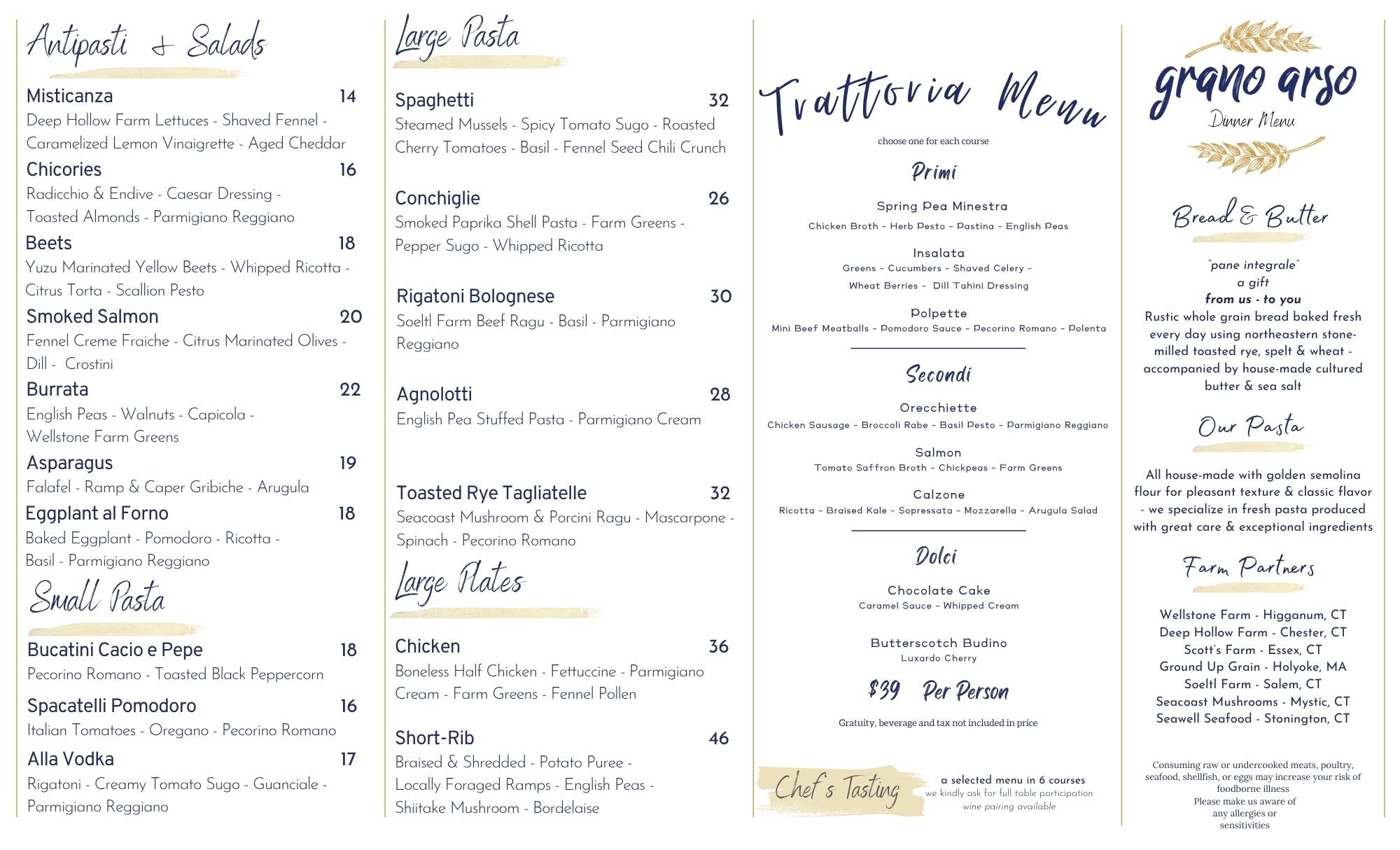 MENU — Grano Arso