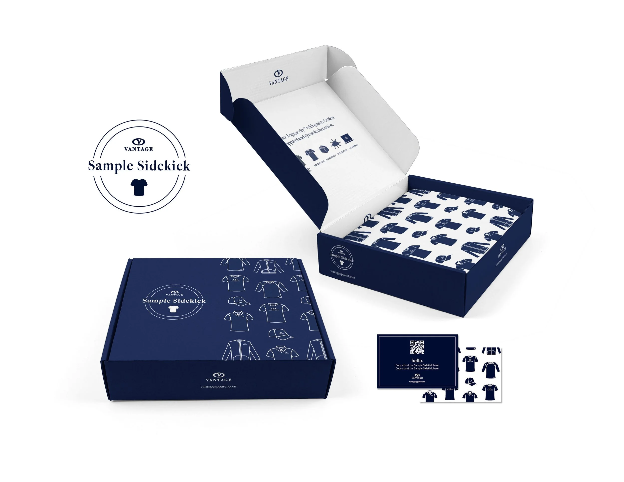 Vantage Apparel Sample Sidekick Box Packaging — Sara Bamber