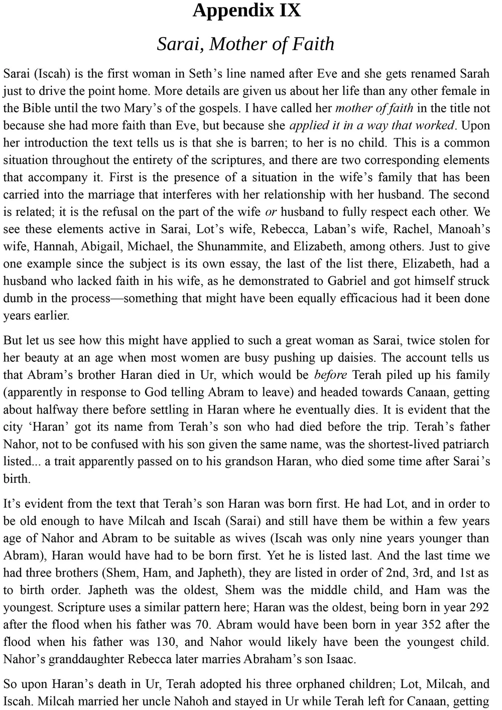 Appendix 9 — Mark Vedder