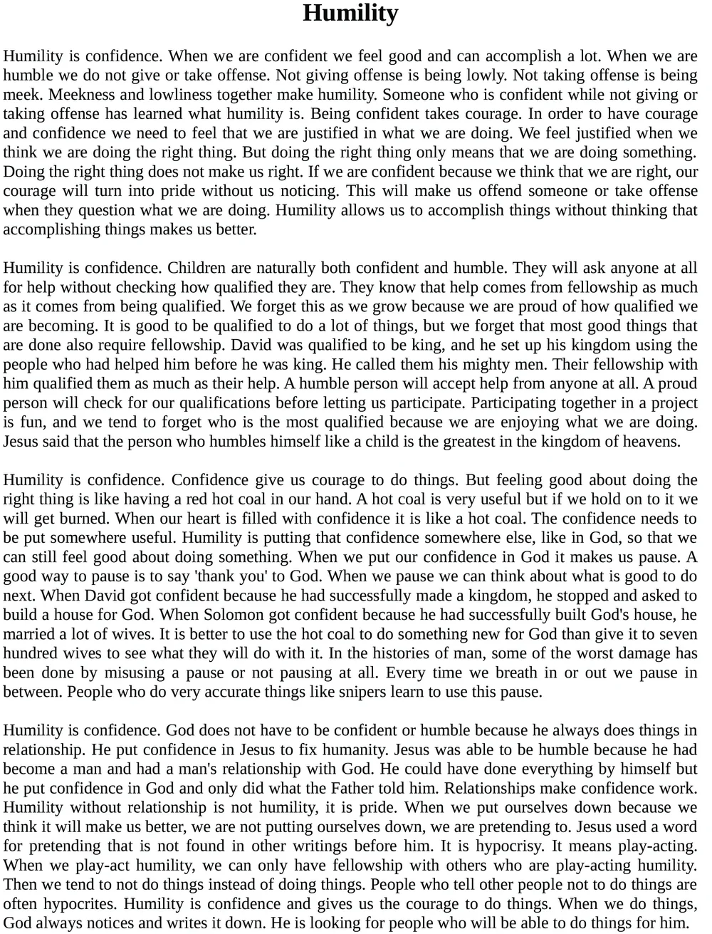 Humility — Mark Vedder