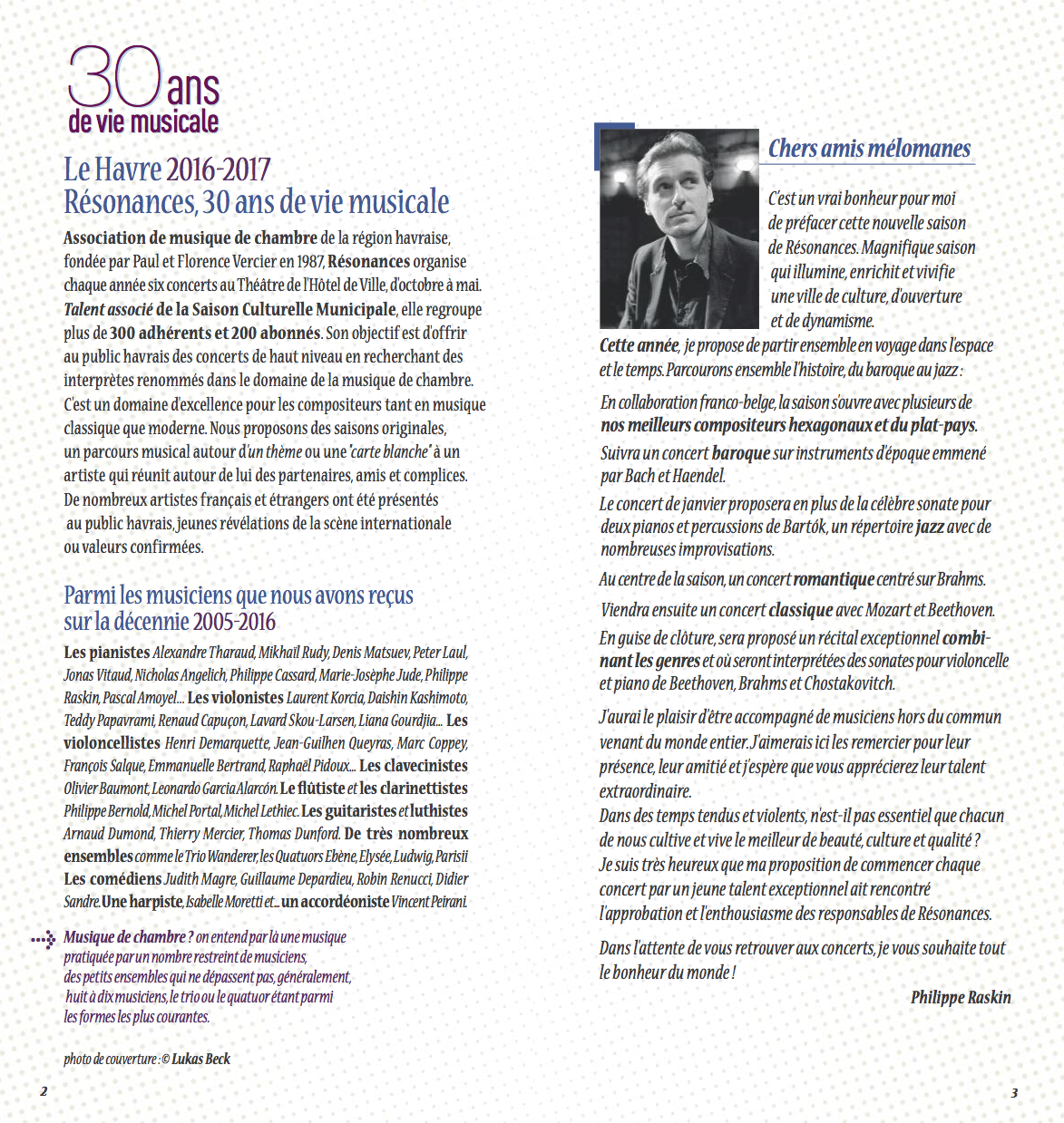 Résonances Musique de Chambre Festival Le Havre — Philippe Raskin