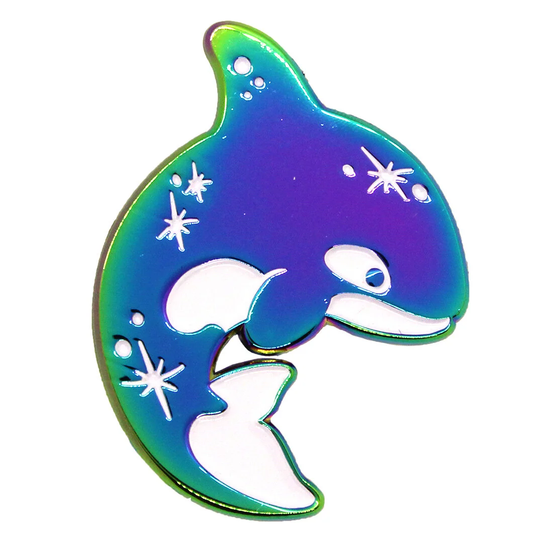 Galaxy Rainbow Orca Enamel Pin — Kimchi Kawaii