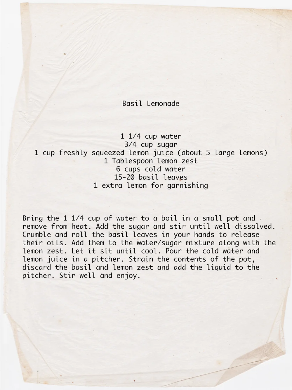 Making Basil Lemonade — Rikki Snyder