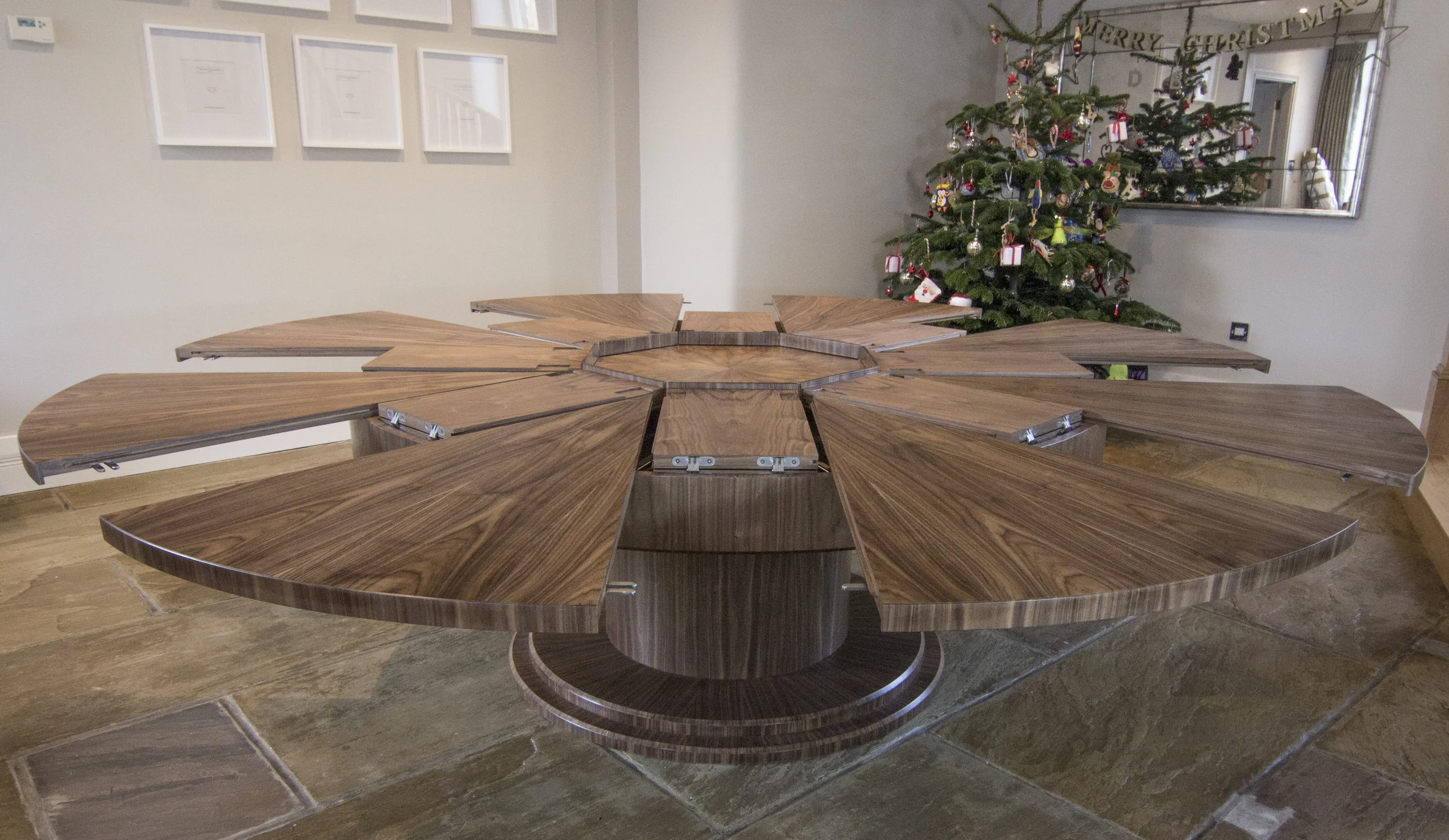 Walnut Crown Expanding Dining Table — Johnson Furniture Walnut Crown Expanding Dining Table — Johnson Furniture