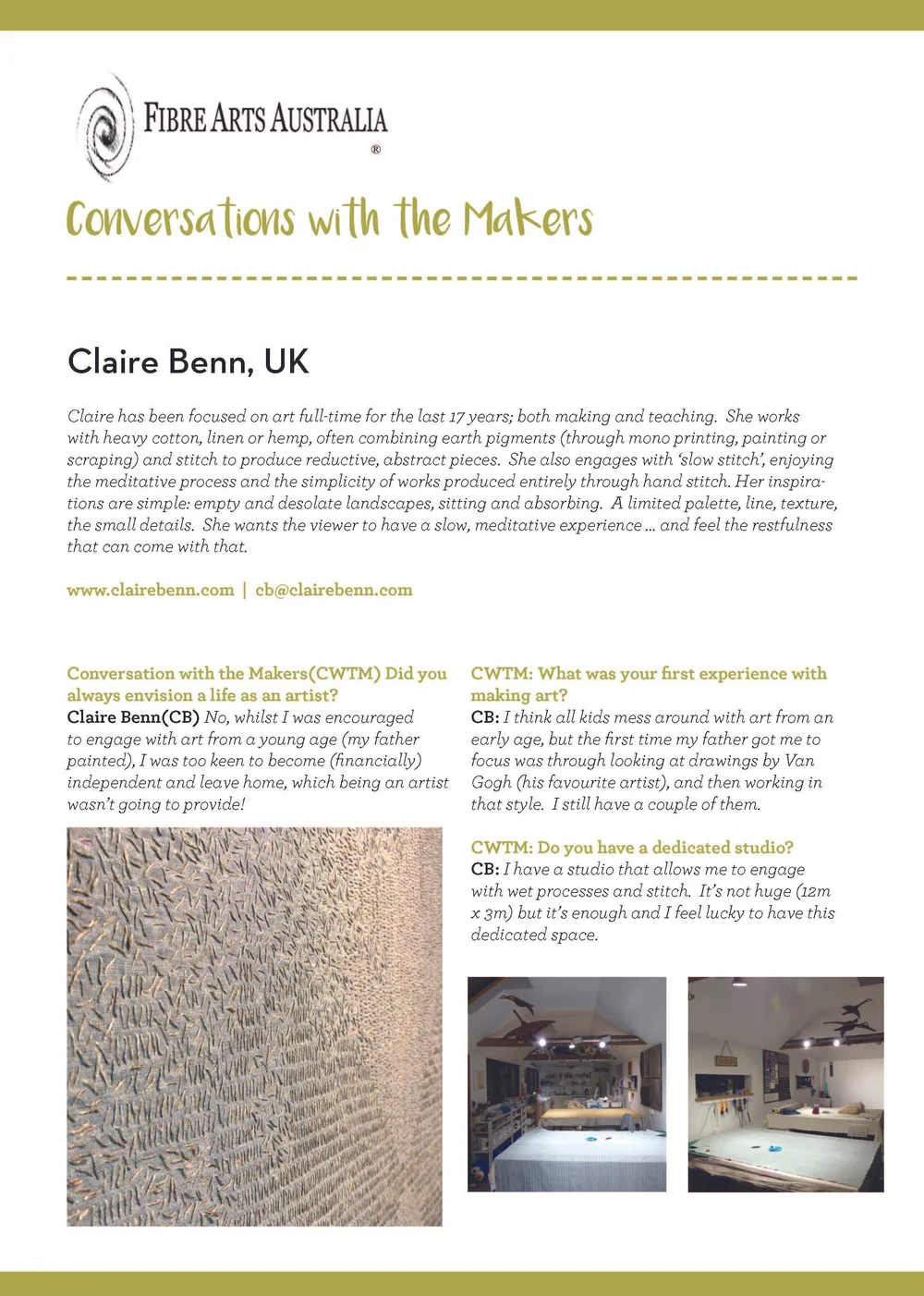 Claire Benn in the Press - mixed media and textile artist — Claire Benn ...
