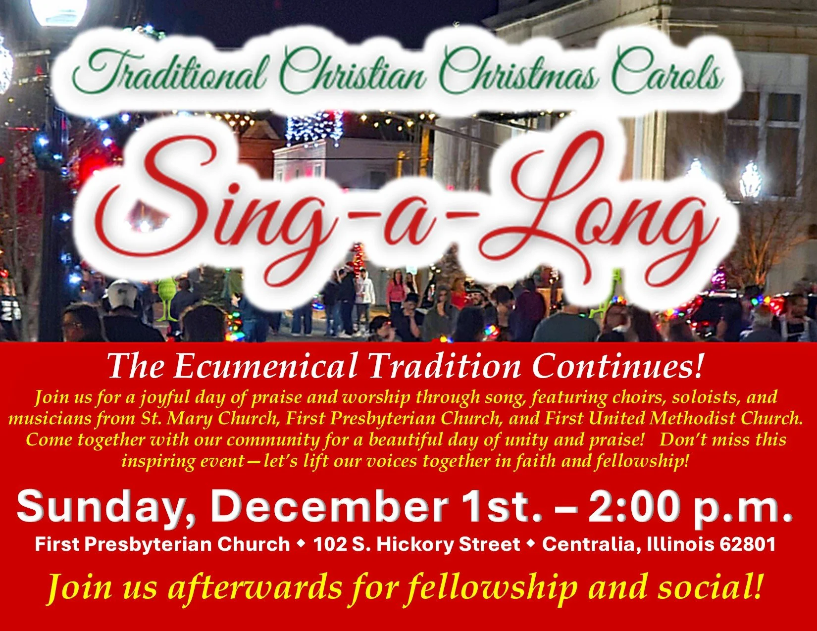Christmas Carols Sing-A-Long — The Greater Centralia Chamber of Commerce