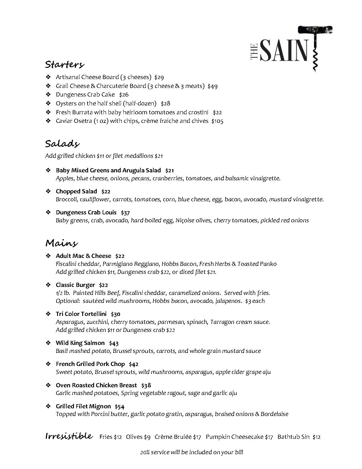Menu — THE SAINT