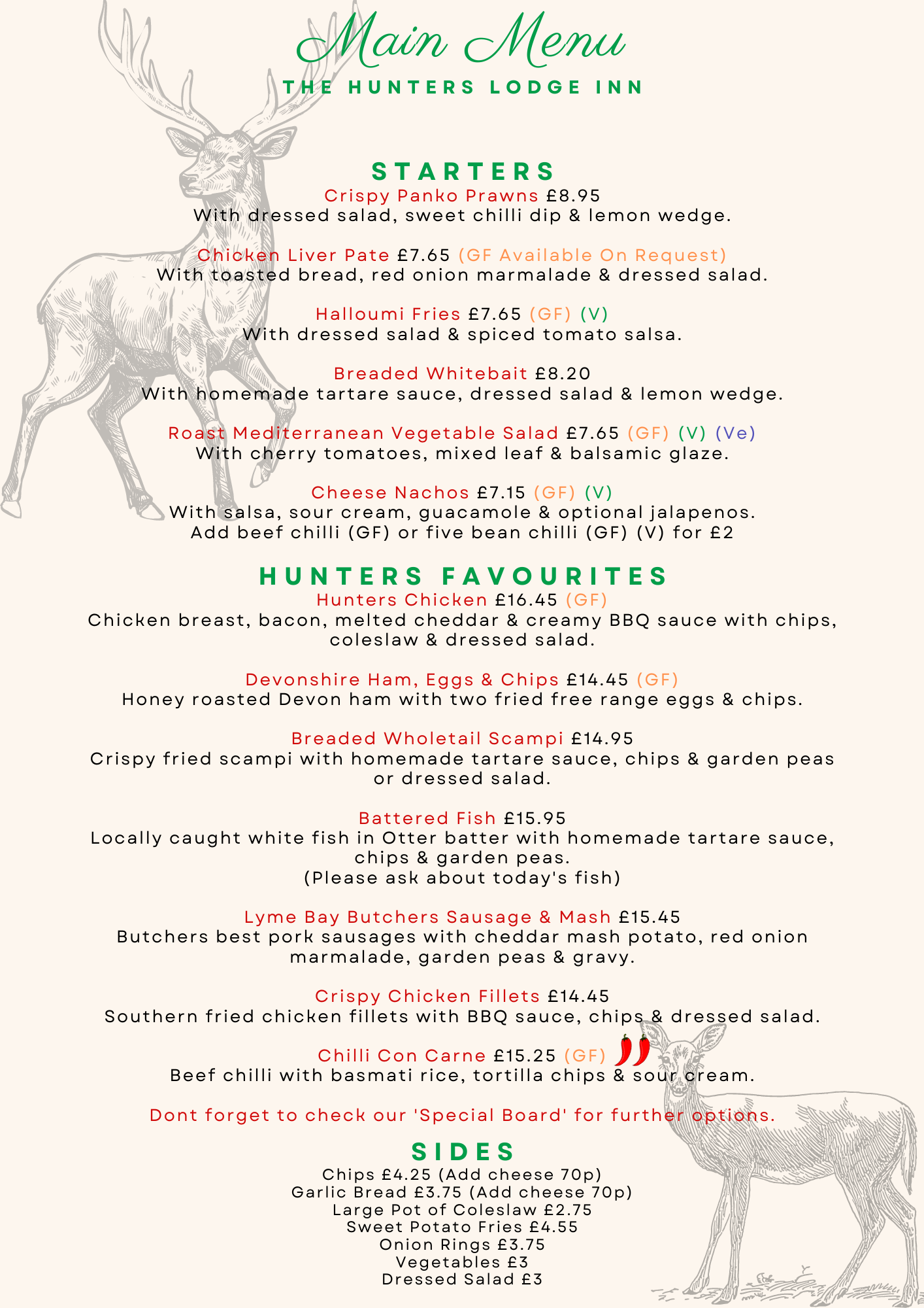 The Hunters Lodge Inn - The Hunters Lodge Inn pub menu and childrens menu