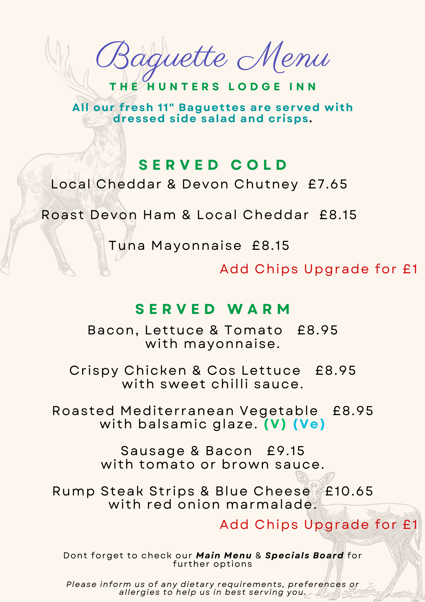 The Hunters Lodge Inn - The Hunters Lodge Inn pub menu and childrens menu