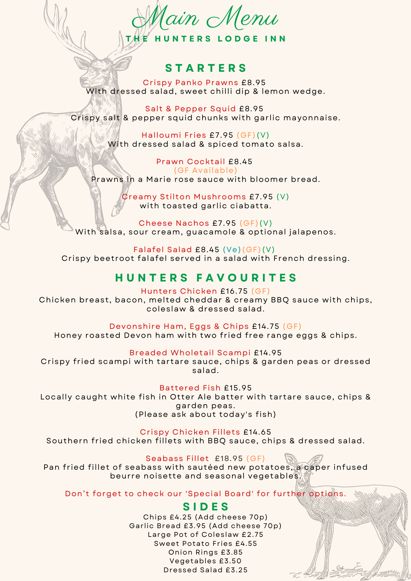 The Hunters Lodge Inn - The Hunters Lodge Inn pub menu and childrens menu