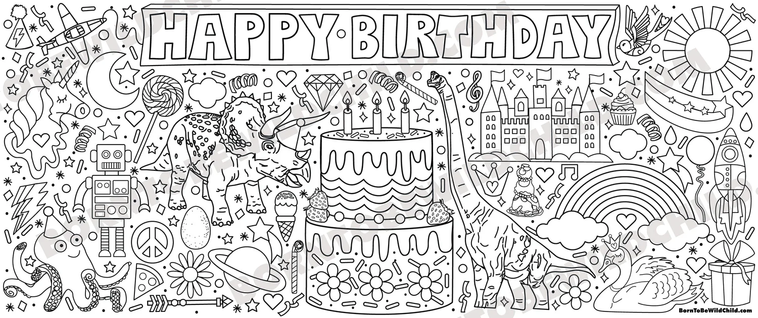 Robot Birthday Coloring Page