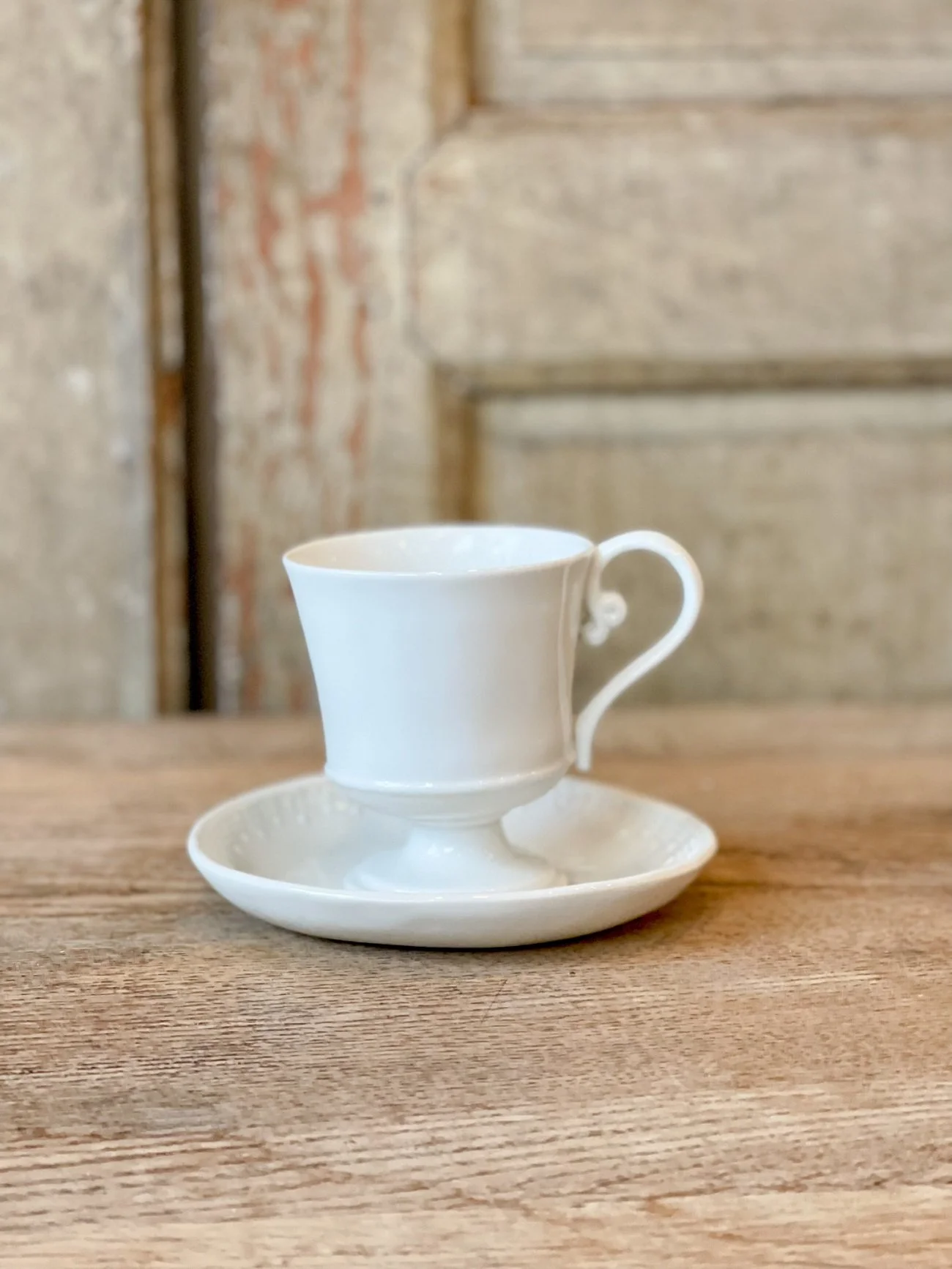 Alix D. Reynis Handmade French Limoges White Porcelain Mazagran Mugs