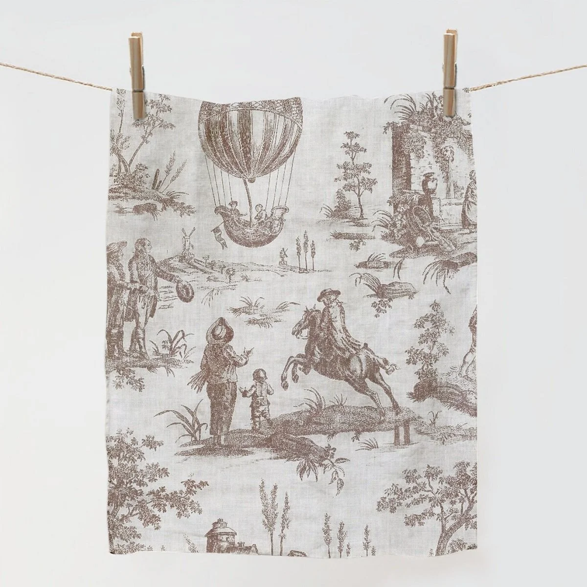 Toile Linen Tea Towels | French Country Toile de Jouy Dish Towels